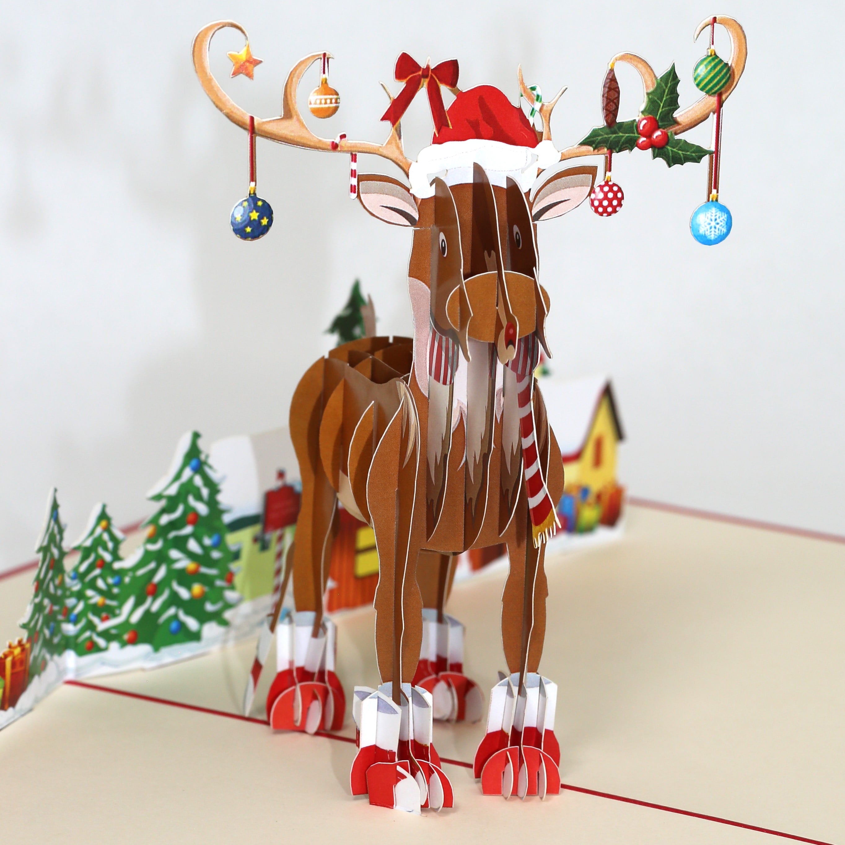 Cardstalked 3D Pop-up Rudolph Reindeer Christmas Card, 6X8", Designed ...