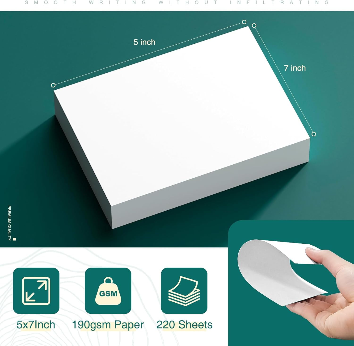 Cardstock 5 x 7 Inch 220 Sheets 190 gsm Heavyweight Card Stock Paper ...