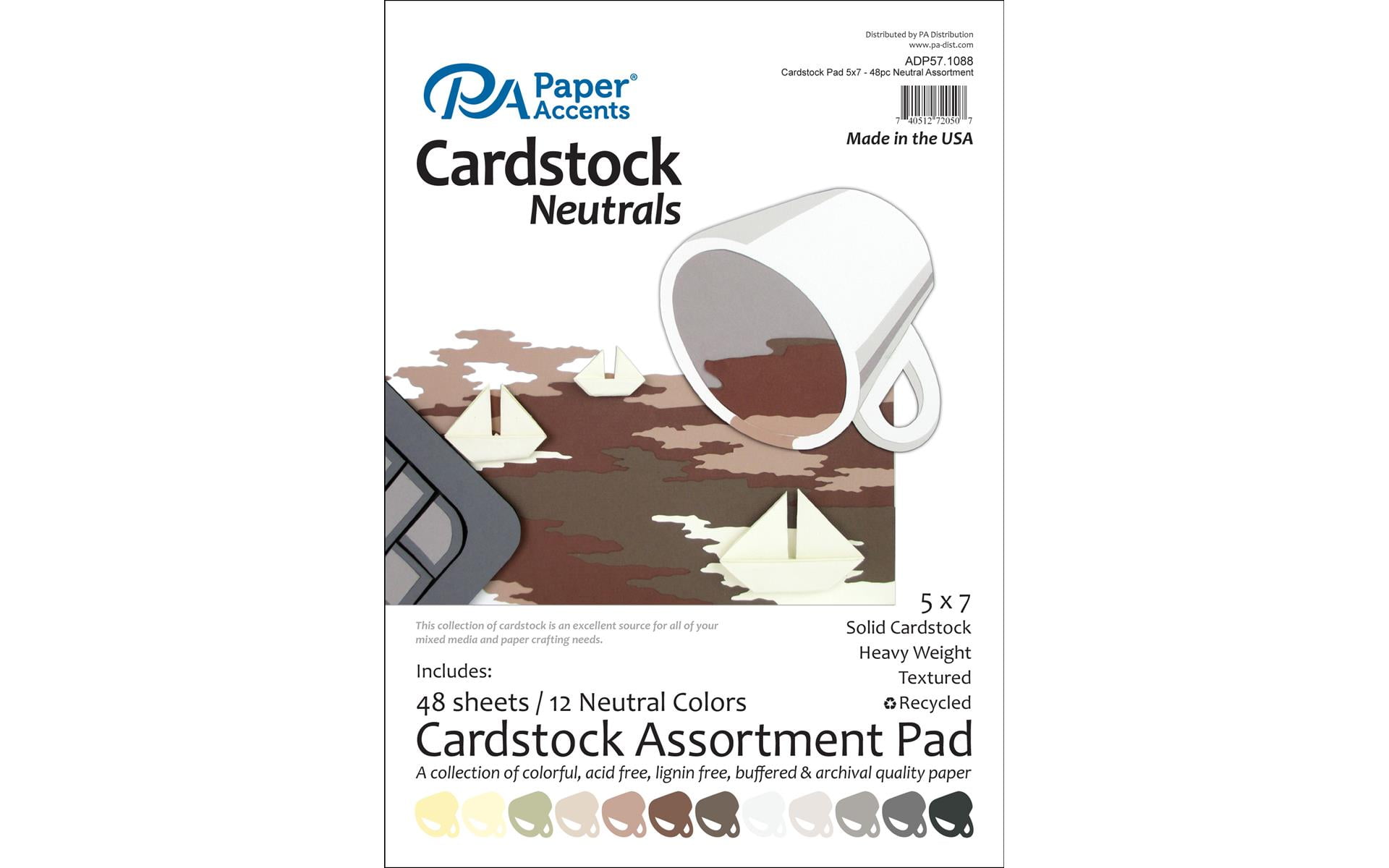 Accent Design Paper Accents Cardstock Pad Neutral Assortment, 5x7, 48pc ...