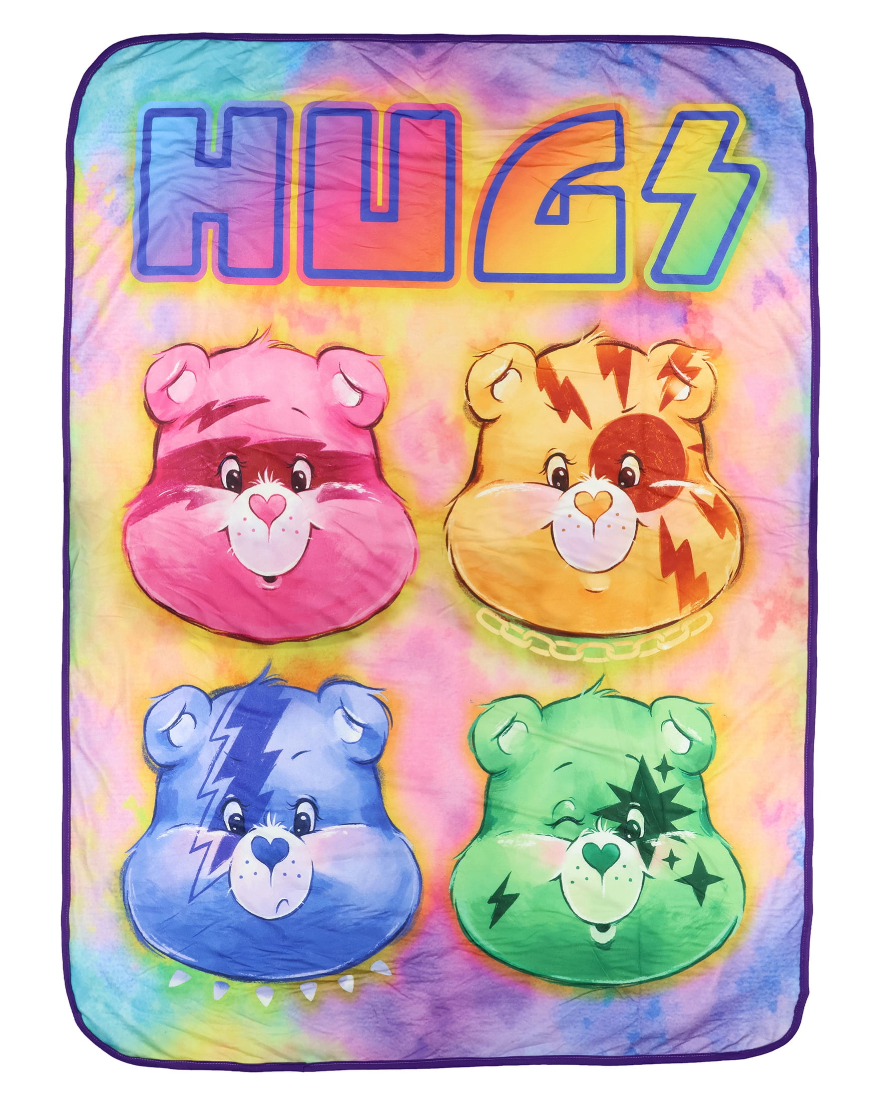 Care Bear Blanket Hugs Funshine Grumpy Good Luck Cheer Band Tie Dye ...