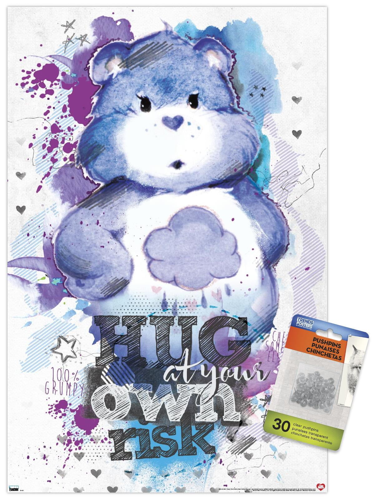 Care Bears - 100 Percent Grumpy Bear Wall Poster with Push Pins, 14.725 ...