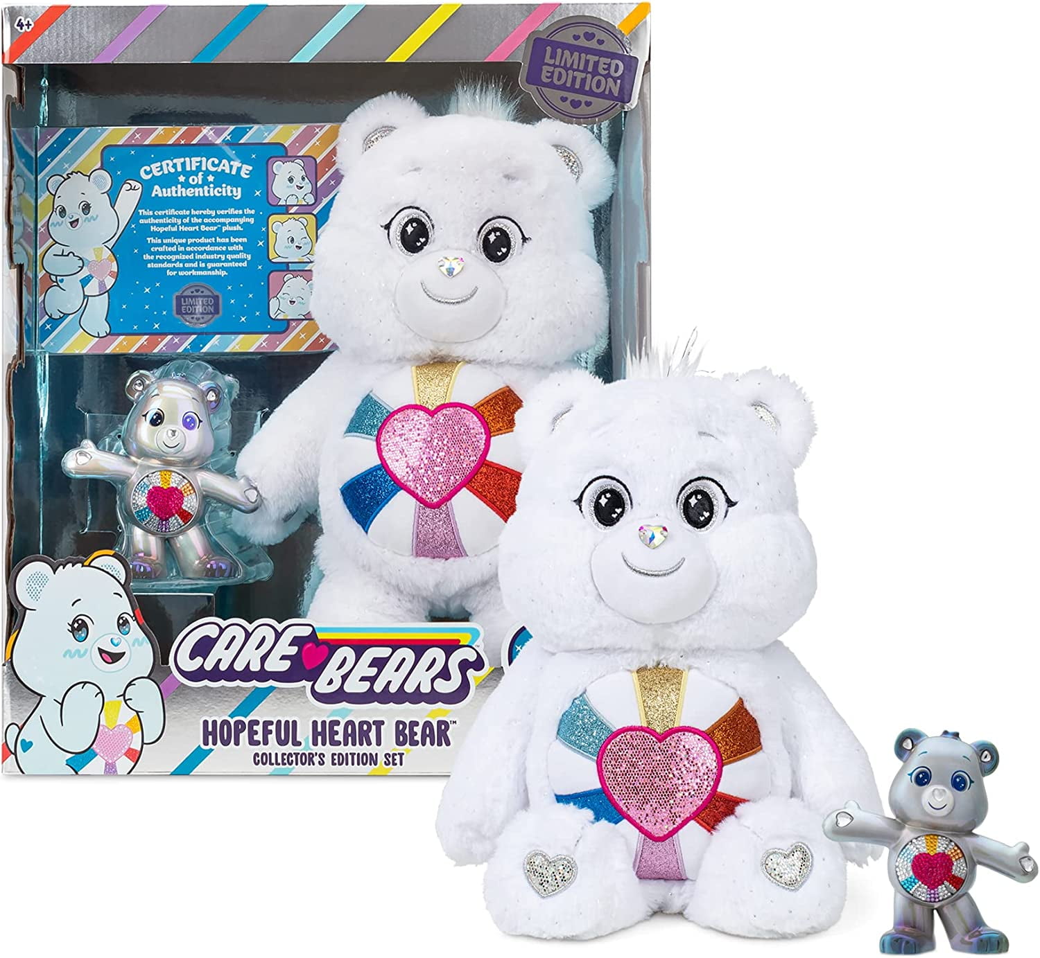 Care Bears 14" Hopeful Heart Bear and 5" Collectible Hopeful Heart Bear ...