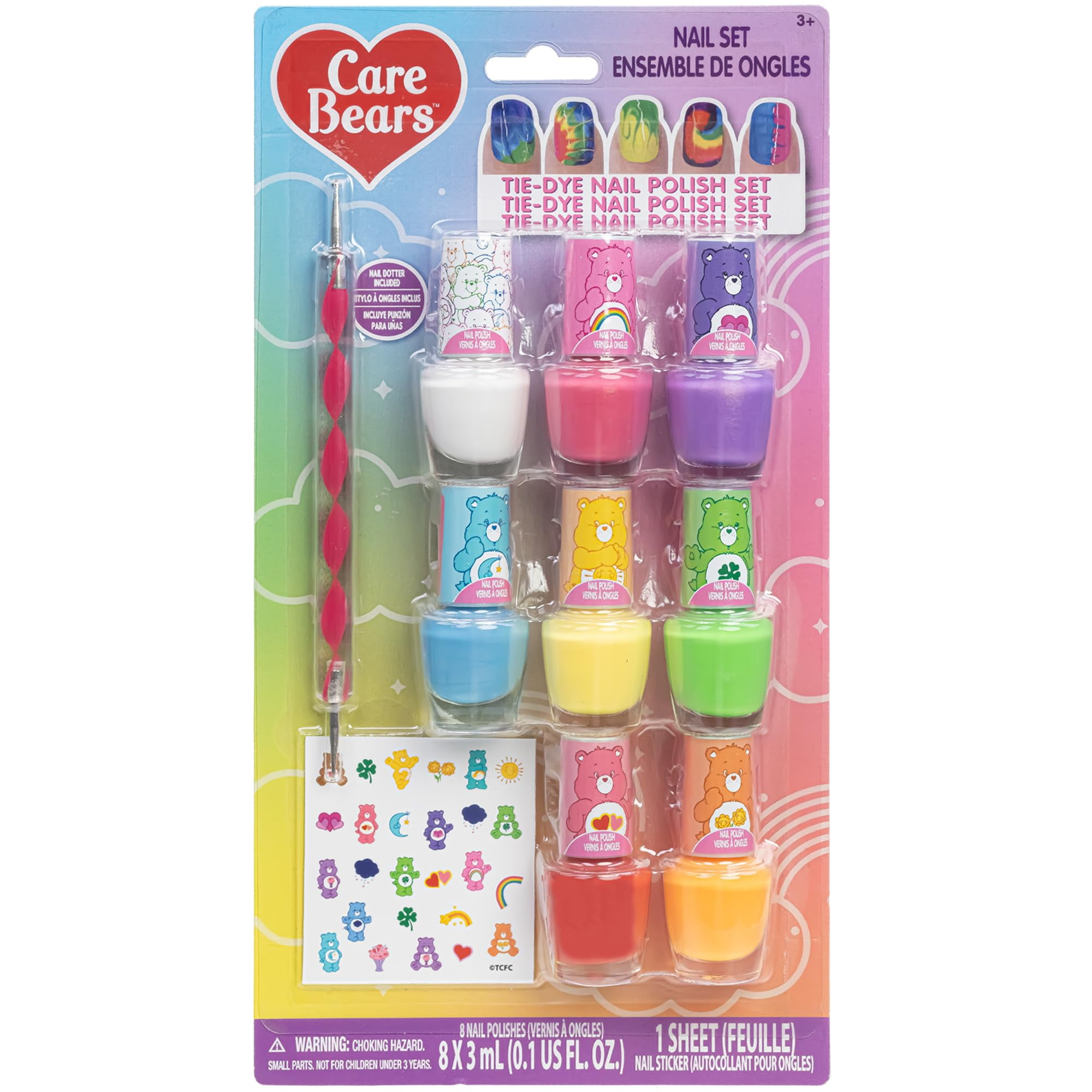 Care Bears 8 Piece Tie-Dye Kids Nail Polish Set | Non-toxic & Quick Dry ...