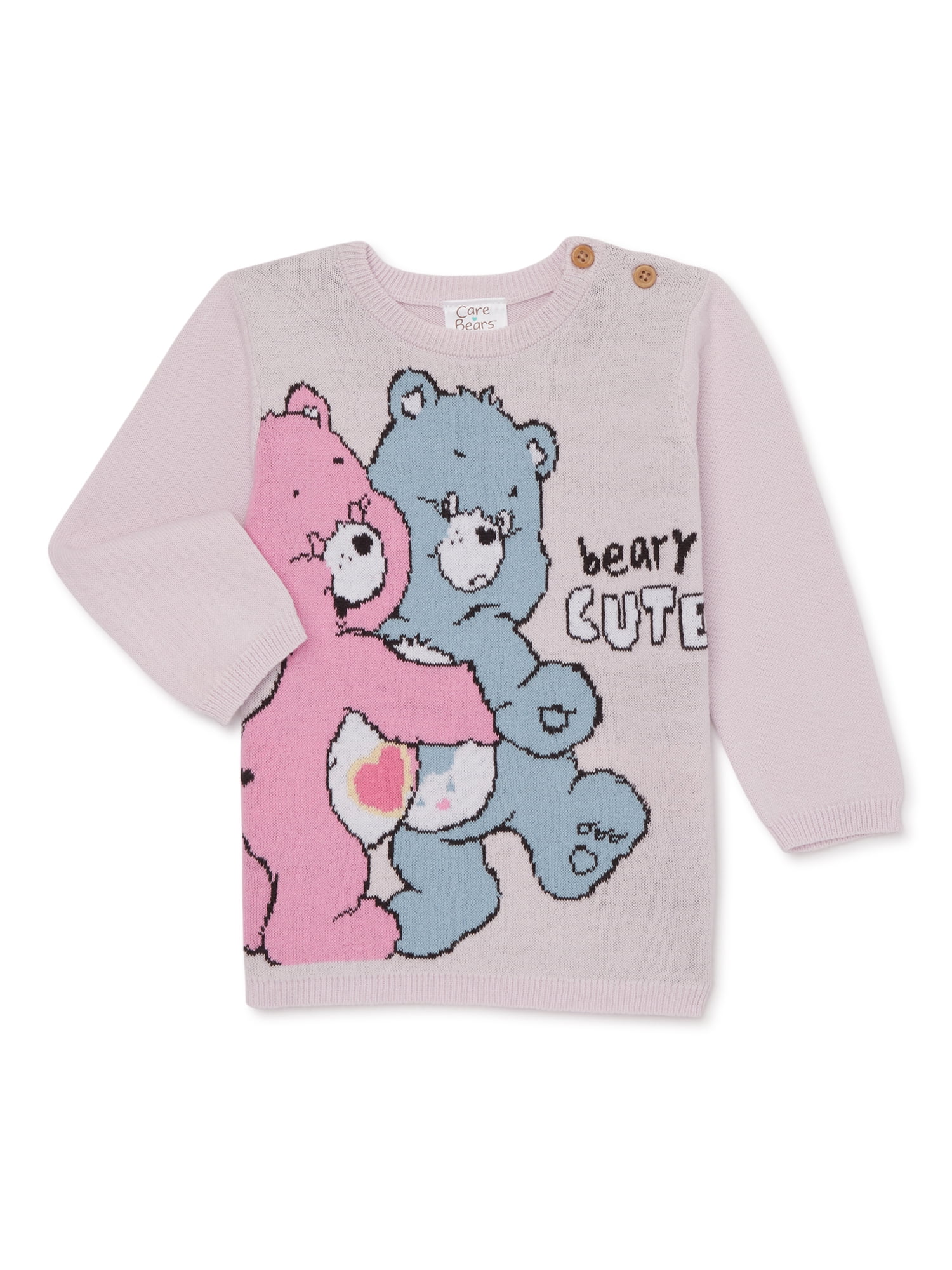 Care Bears Baby Girls Jacquard Knit Sweater with Buttons at Shoulder ...