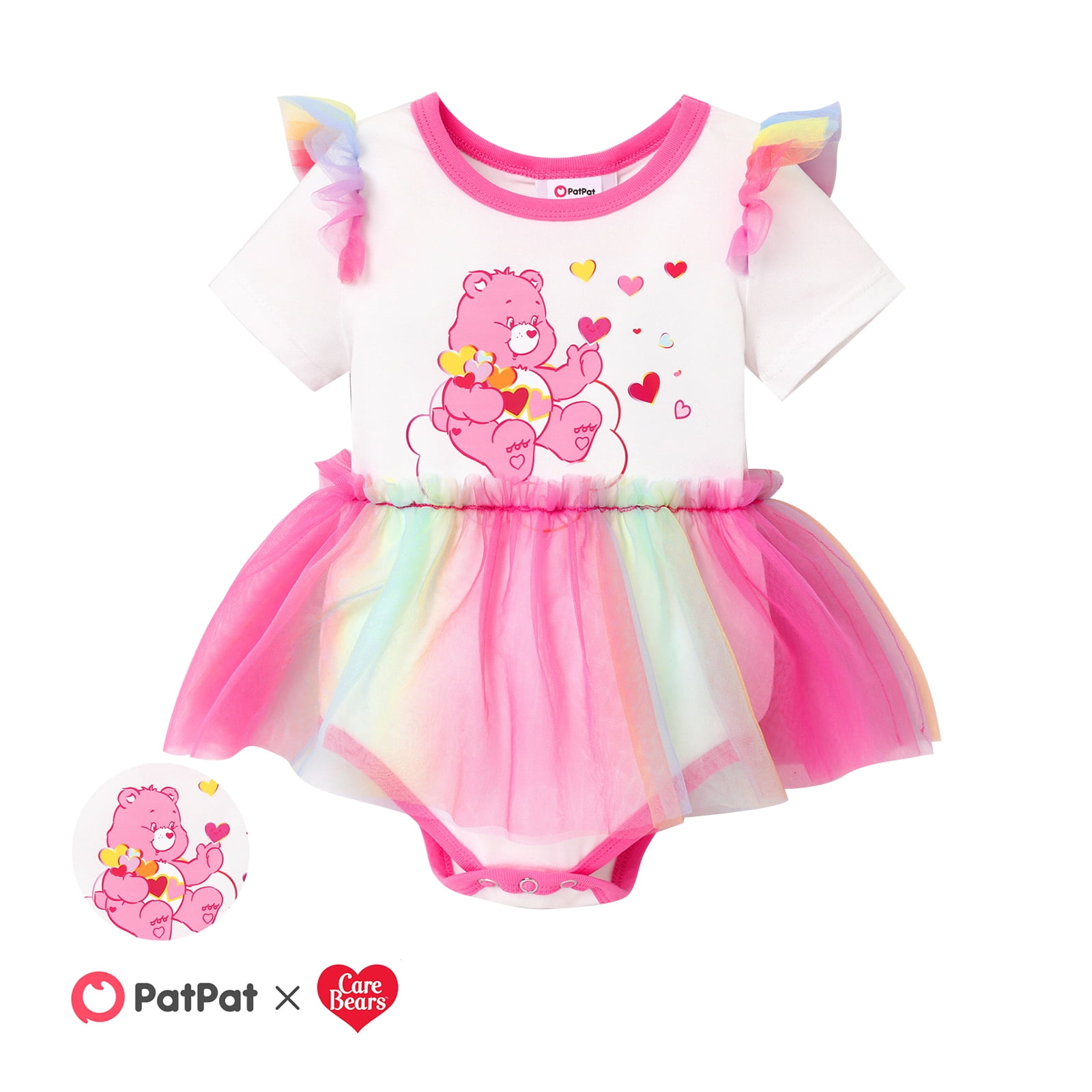 Care Bears Baby Girls Romper Graphic Rainbow Tutu Dresses Ruffle ...