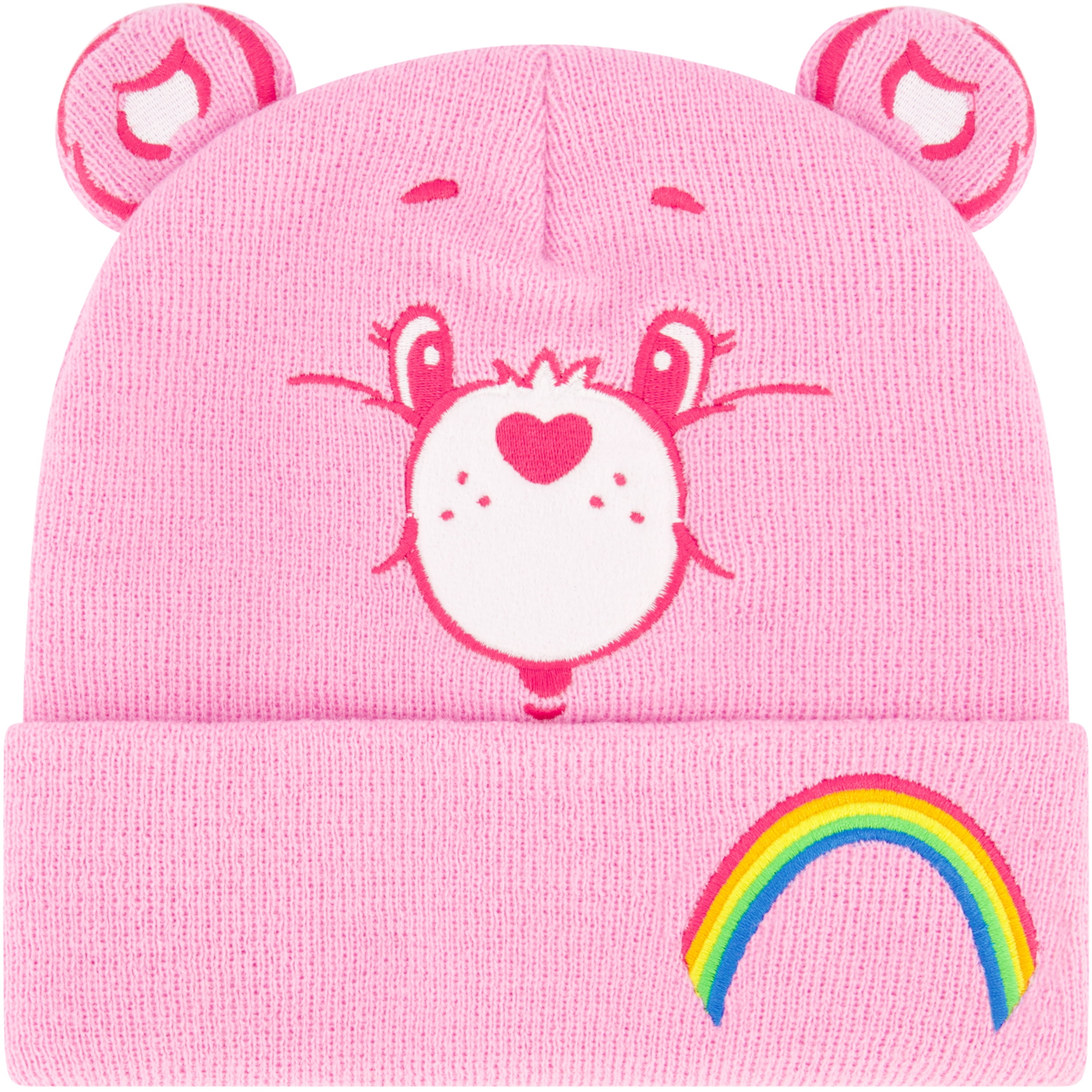 Care Bears Beanie Hat, Cheer Bear Rainbow Winter Knit Cap with 3D Ears ...