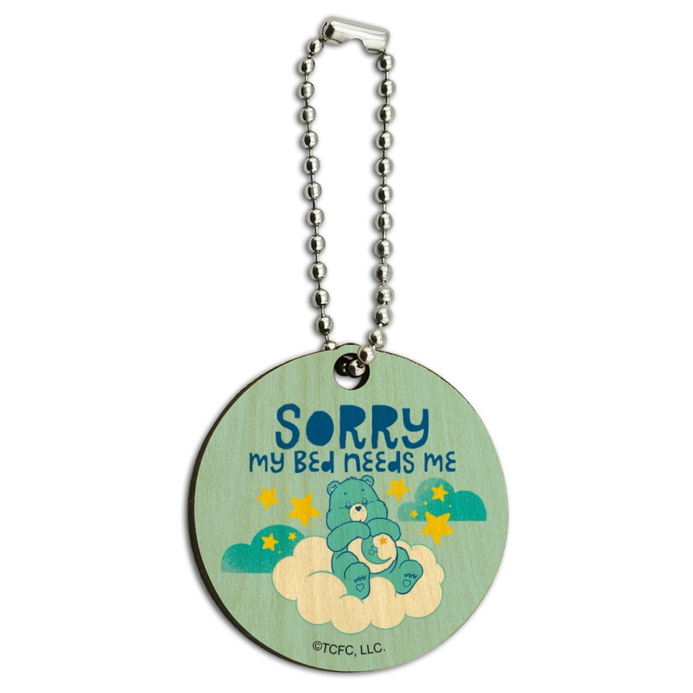 Care Bears Bedtime Bear My Bed Needs Me Wood Wooden Round Keychain Key ...