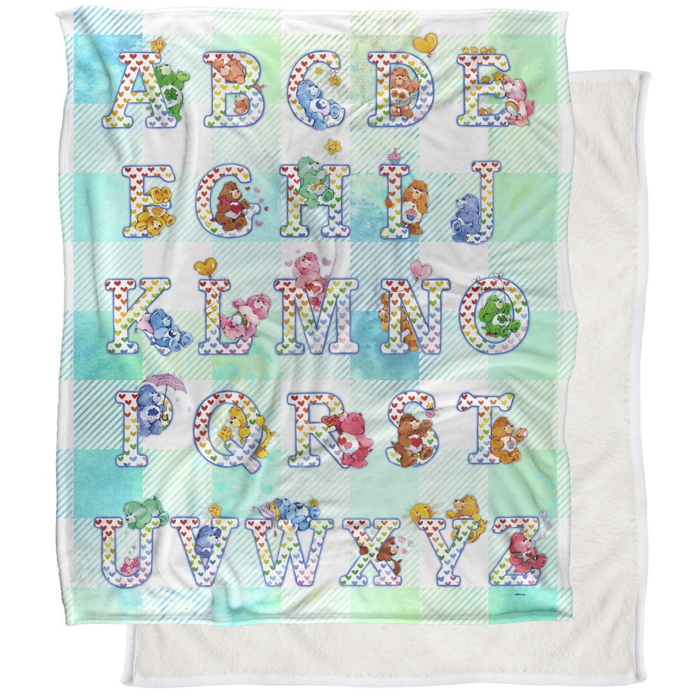 Care Bears Blanket, 50' x 60' Checkered Alphabet Silky Touch Sherpa ...
