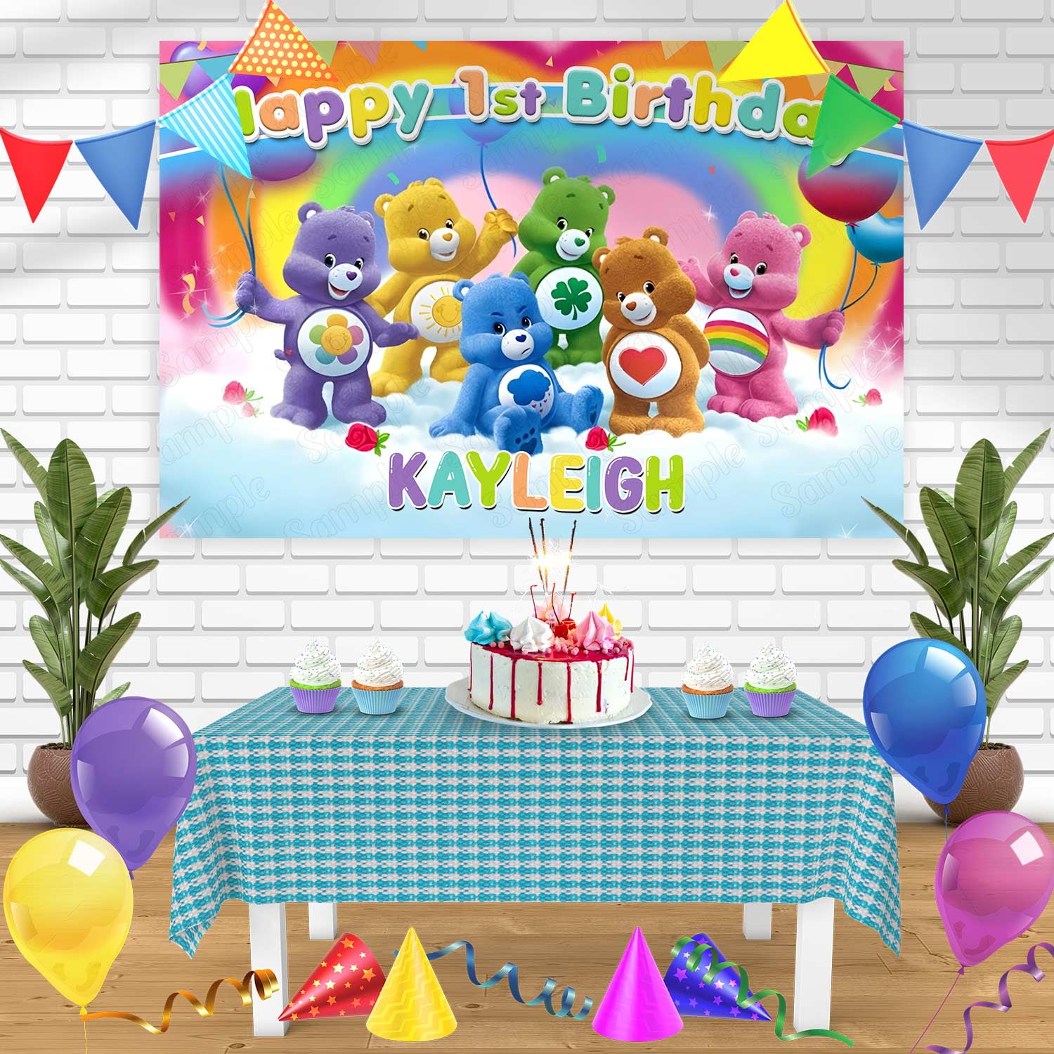 Care Bears Bn Birthday Banner Personalized Party Backdrop Decoration 60 ...