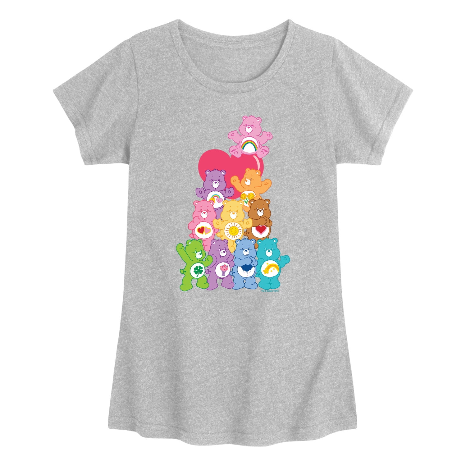 Care Bears - Care Bears Heart Stack - Youth Girls Fitted Short Sleeve T ...