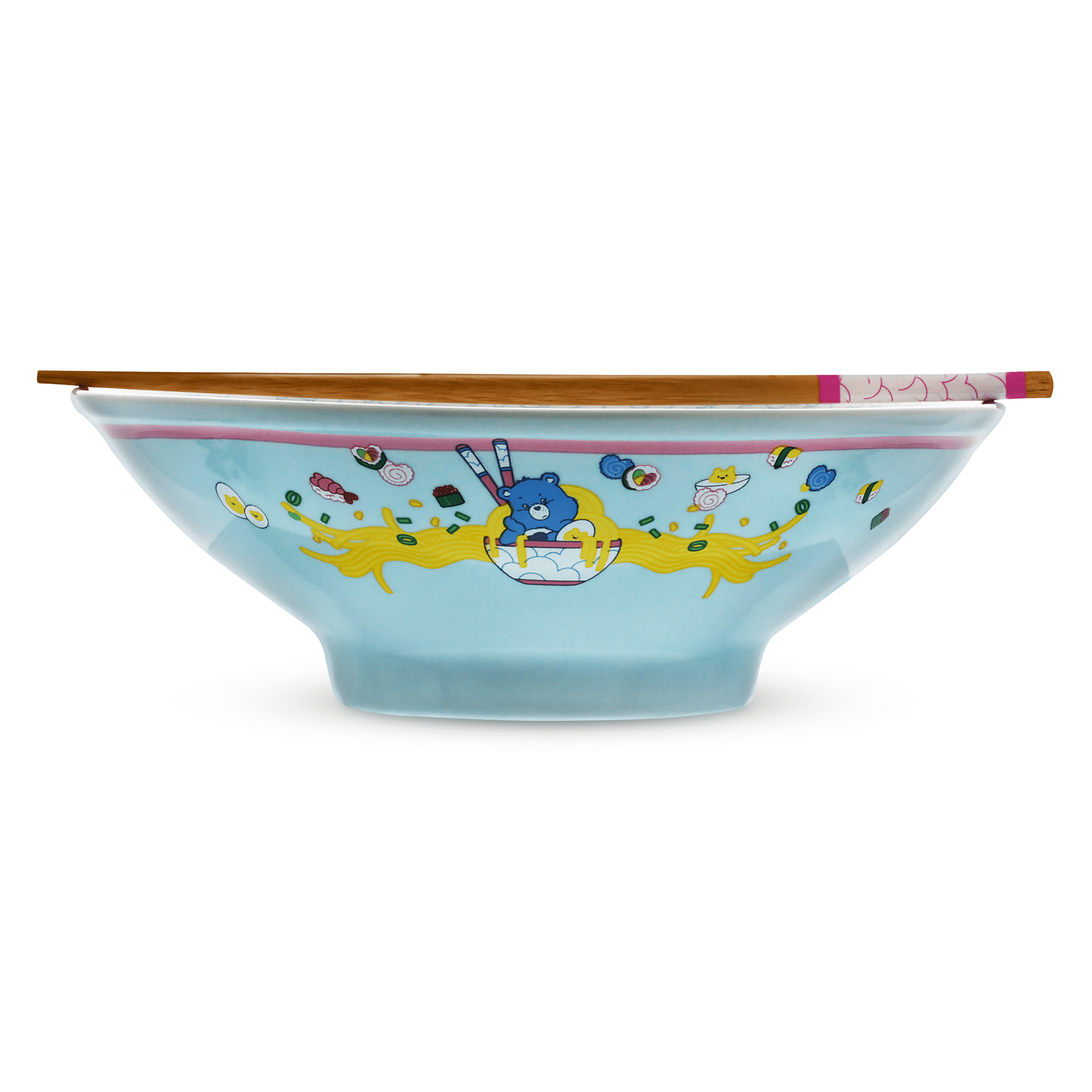 Care Bears Ceramic Novelty Ramen Bowl with Chopsticks, Blue, 30oz, For ...