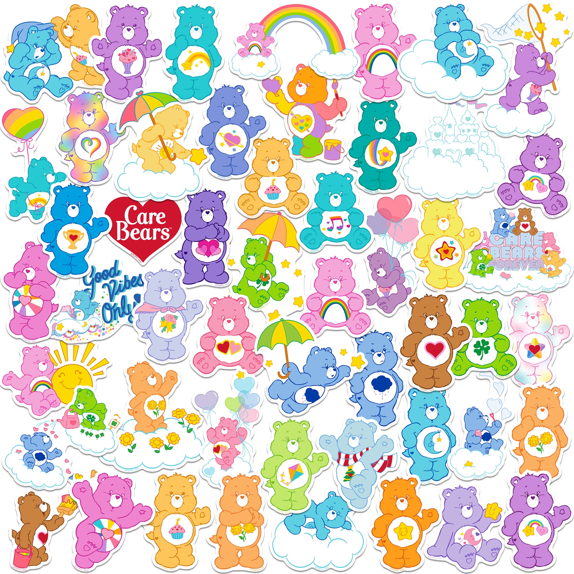 Care Bears Classic 50ct Vinyl Large Deluxe Stickers Variety Pack ...
