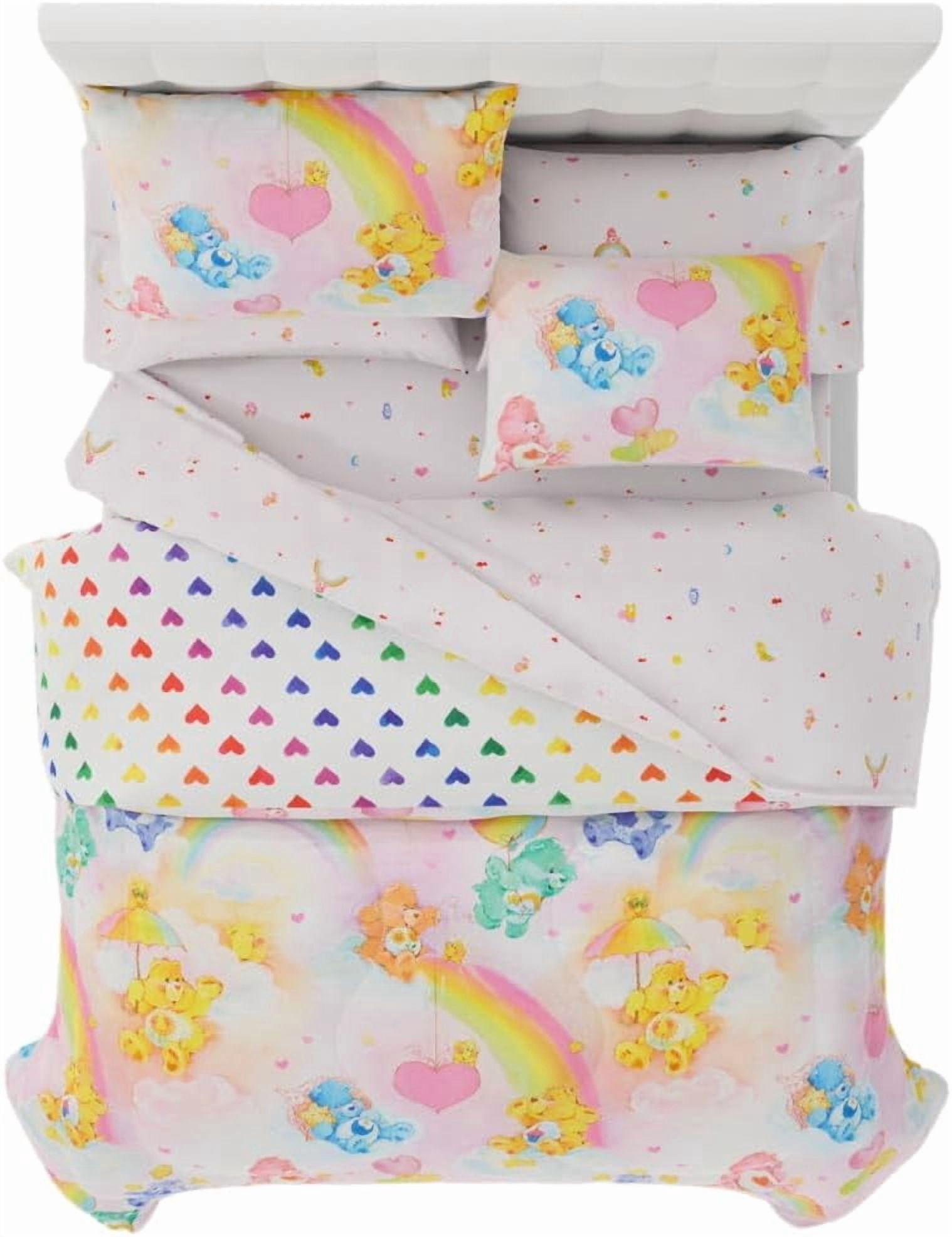 Care Bears Classic Retro Rainbow Bedding 7 Piece Super Soft Comforter ...