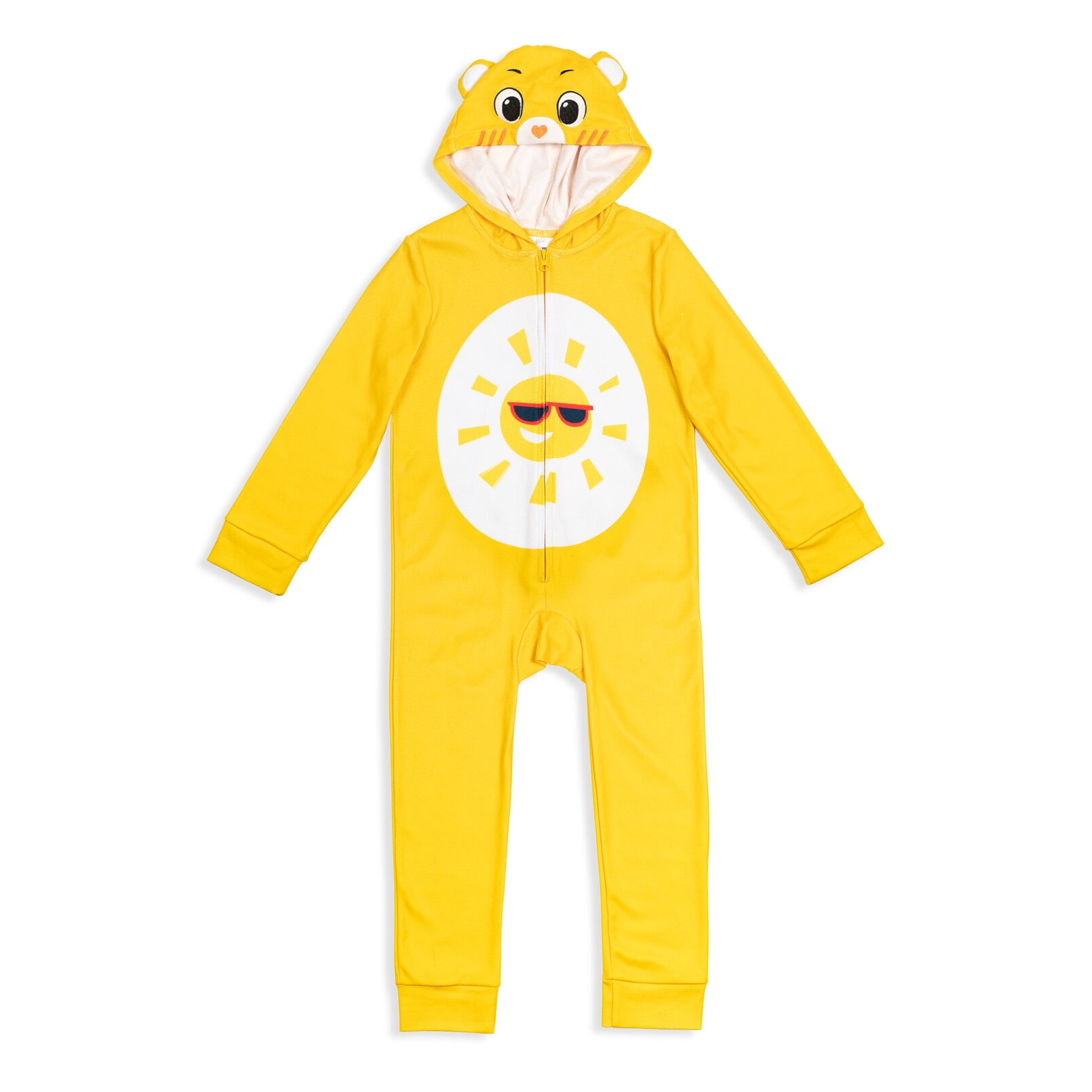 Care Bears Funshine Bear Little Girls Fleece Zip Up Costume Pajama ...