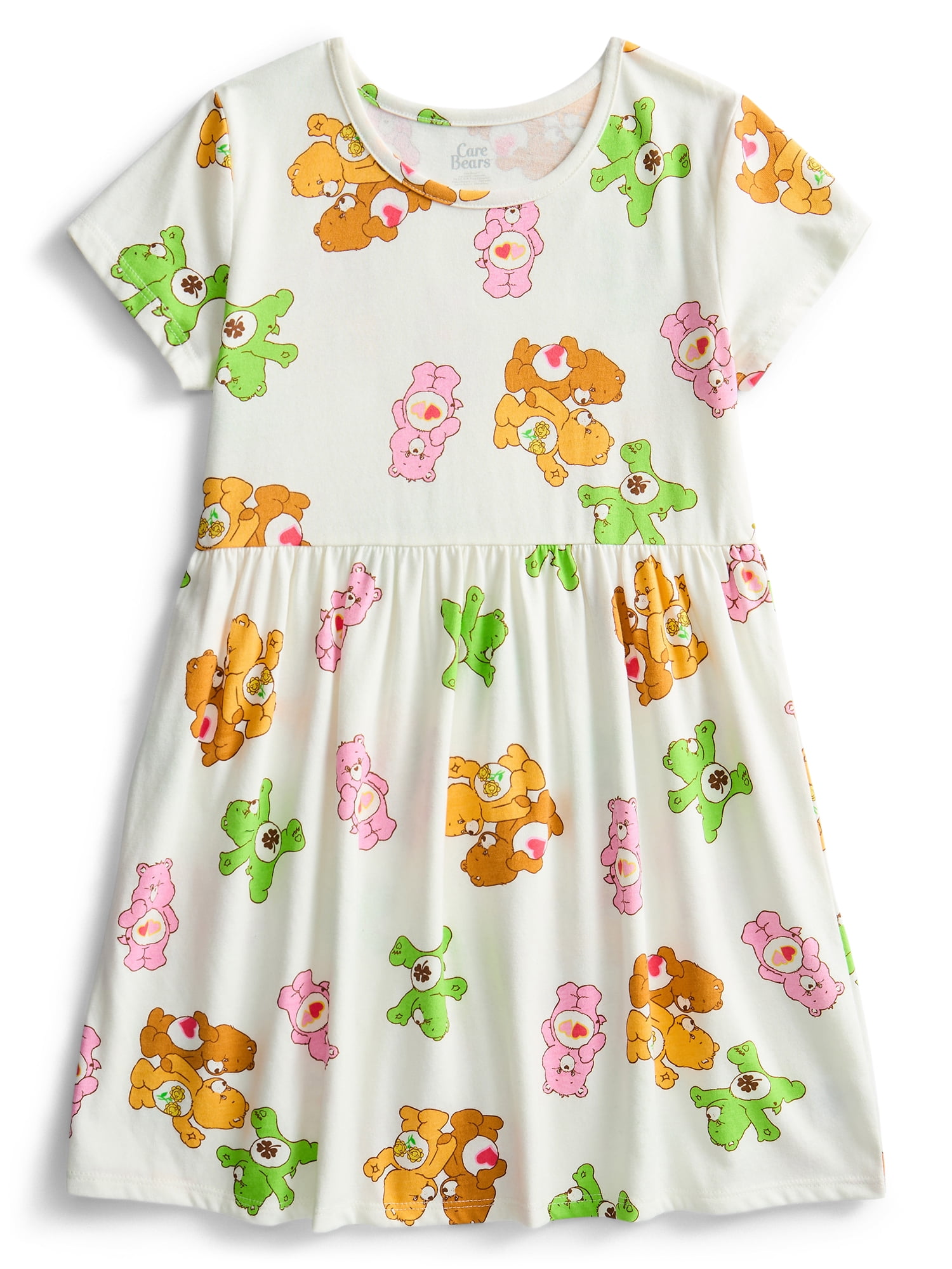 Care Bears Girls' Allover Print Dress with Short Sleeves, Sizes 4-12 ...