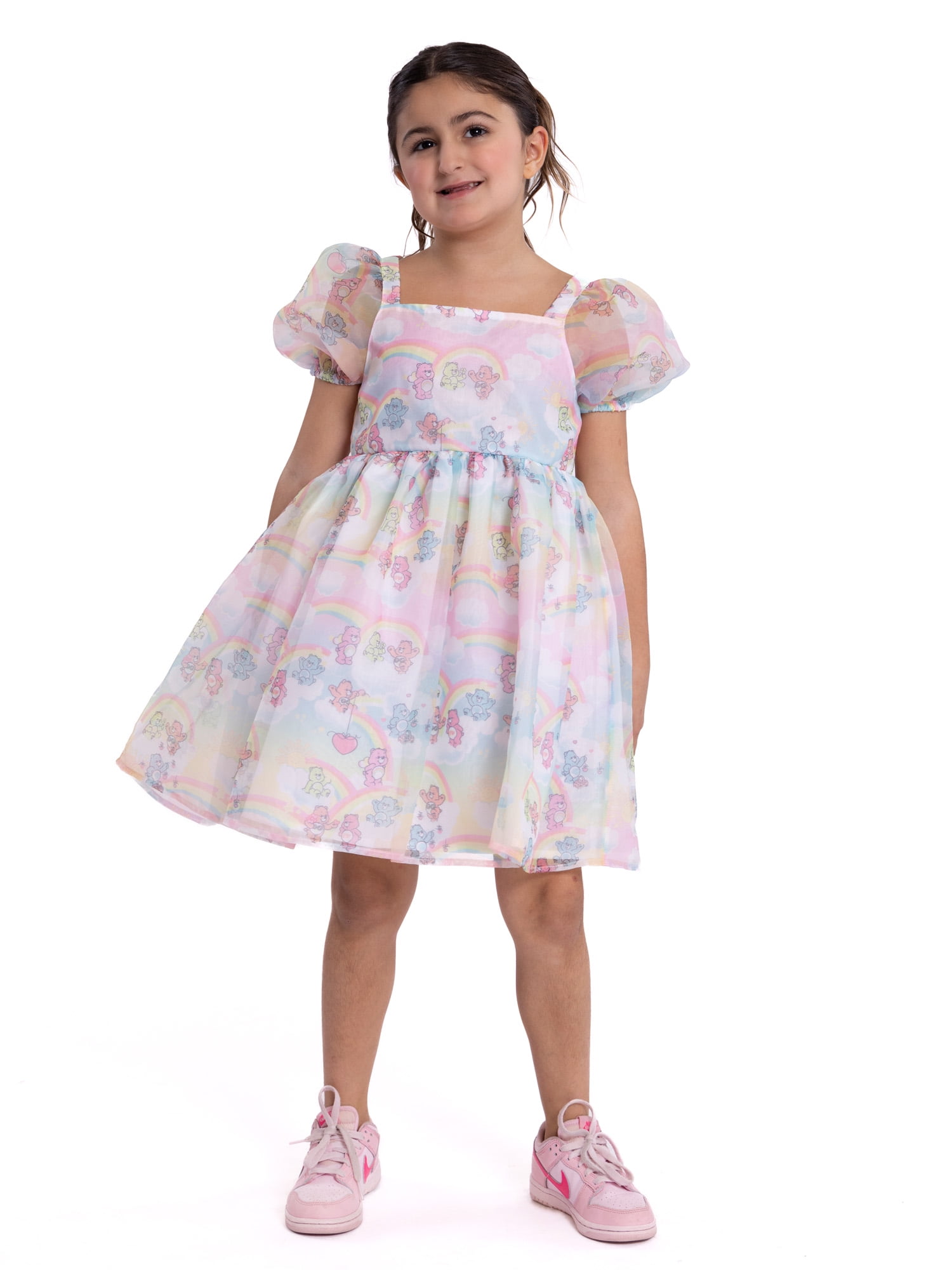 Care Bears Girls Puff Sleeve Dress, Sizes 4-16, Polyester, Machine ...