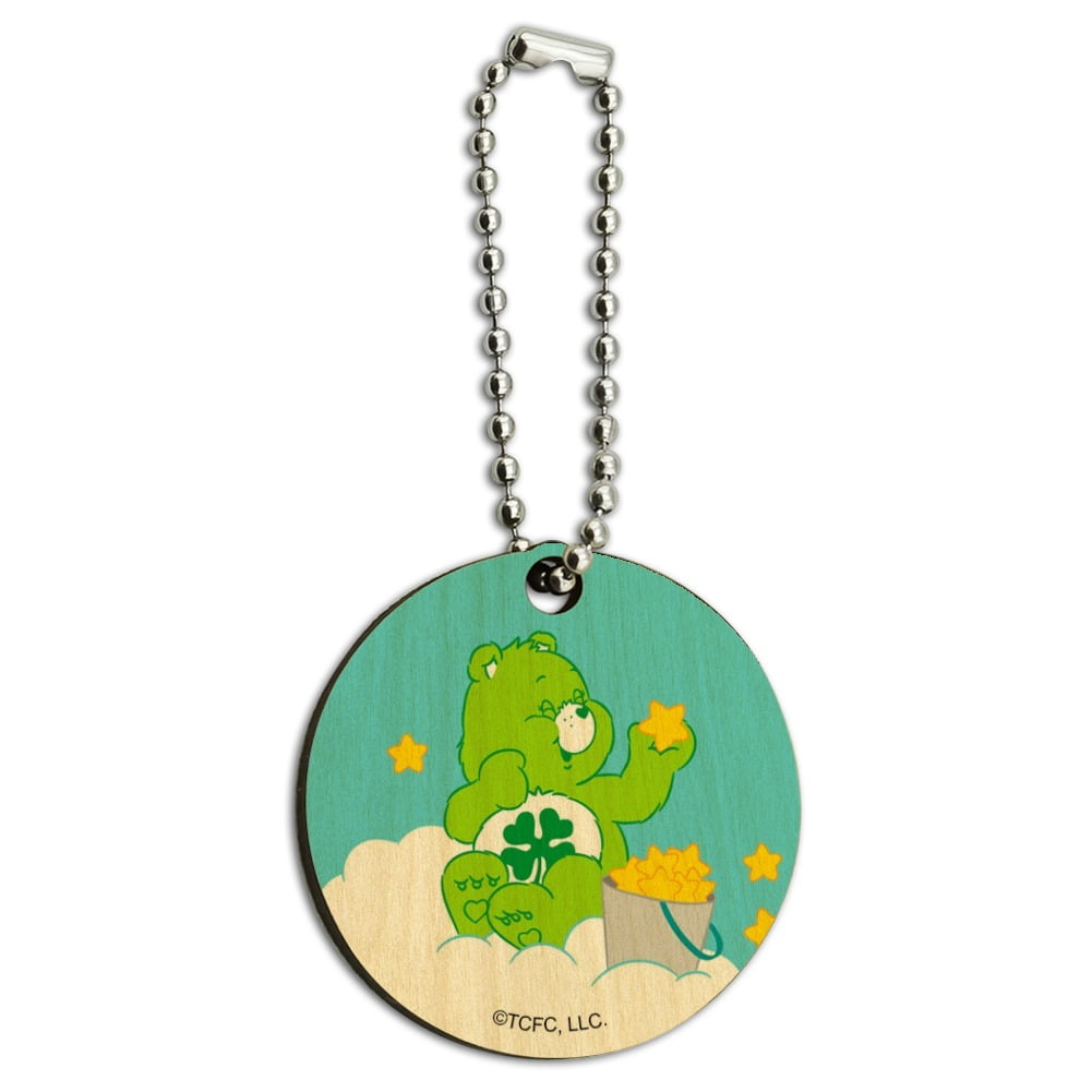 Care Bears Good Luck Bear Wood Wooden Round Keychain Key Chain Ring ...