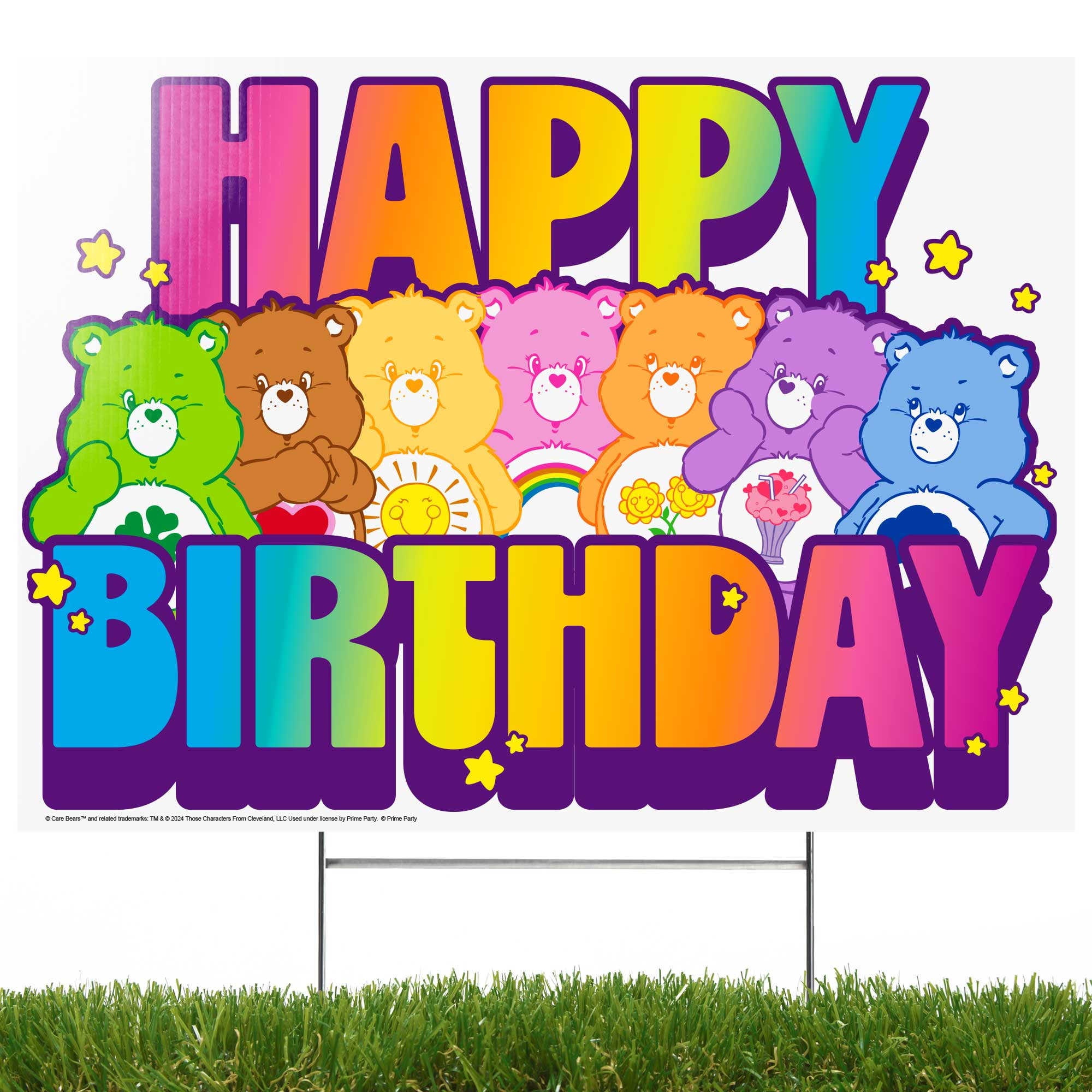 Prime Party Care Bears Happy Birthday Yard Sign, Reusable Outdoor Decor ...
