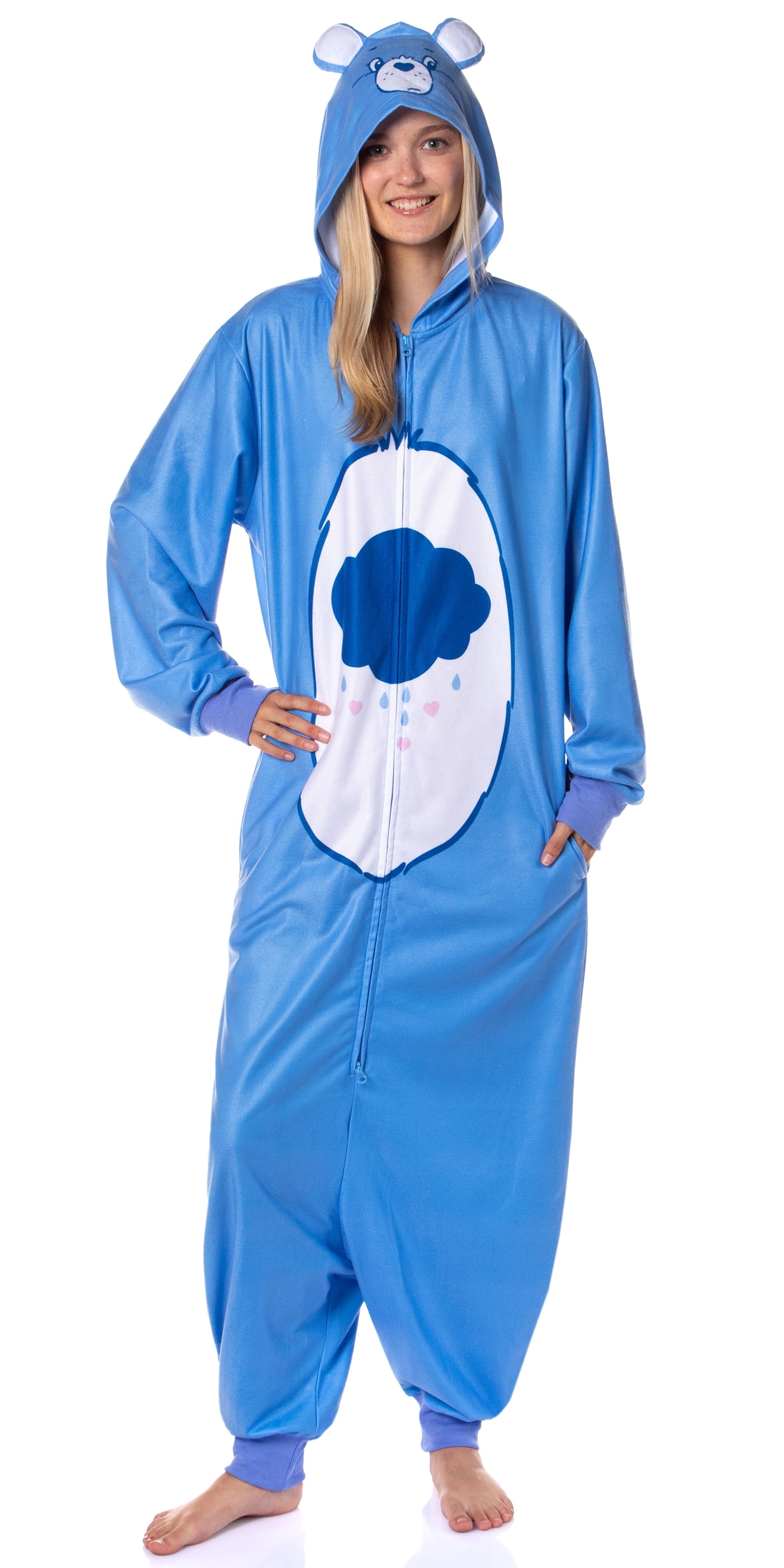 Care Bears Womens Pajama Grumpy Bear Hooded Union Suit Footless Sleeper ...