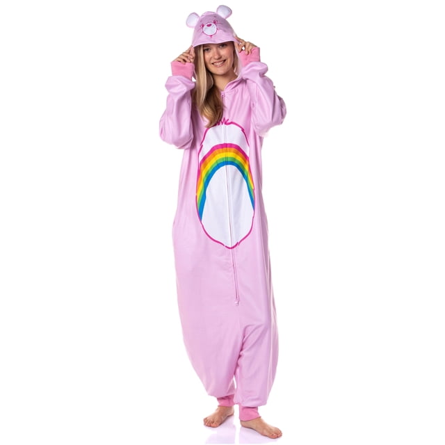 Care Bears Womens Pajama Cheer Bear Hooded Union Suit Footless Sleeper ...