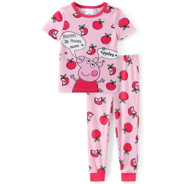 Peppa Pig Girls Pajamas Snug Fit Graphic Tee and Pants Pjs Cute Pink ...