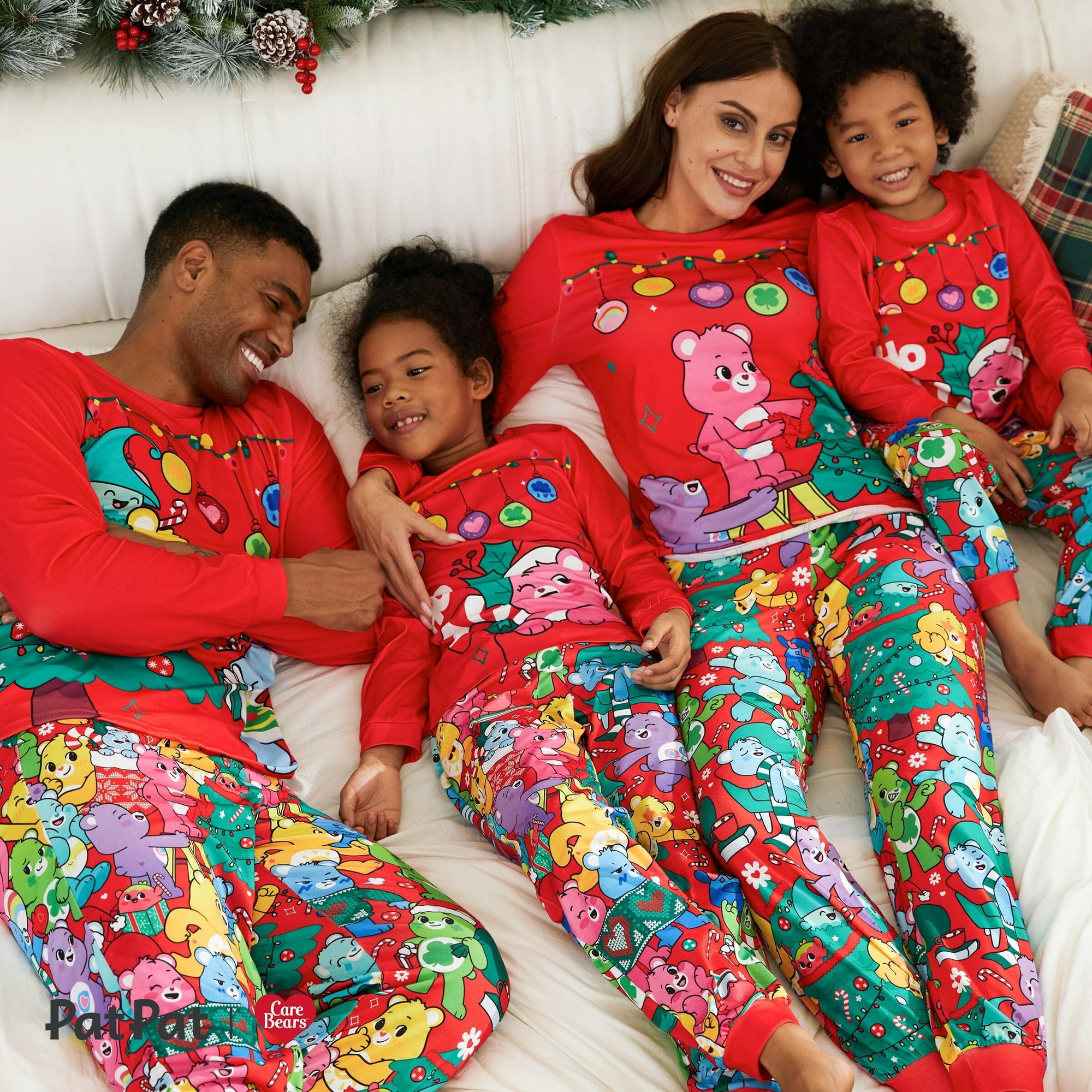 Care Bears Womens Christmas Pajamas Graphic Tops and Pants Sleepwear Matching Pjs for Couple ...