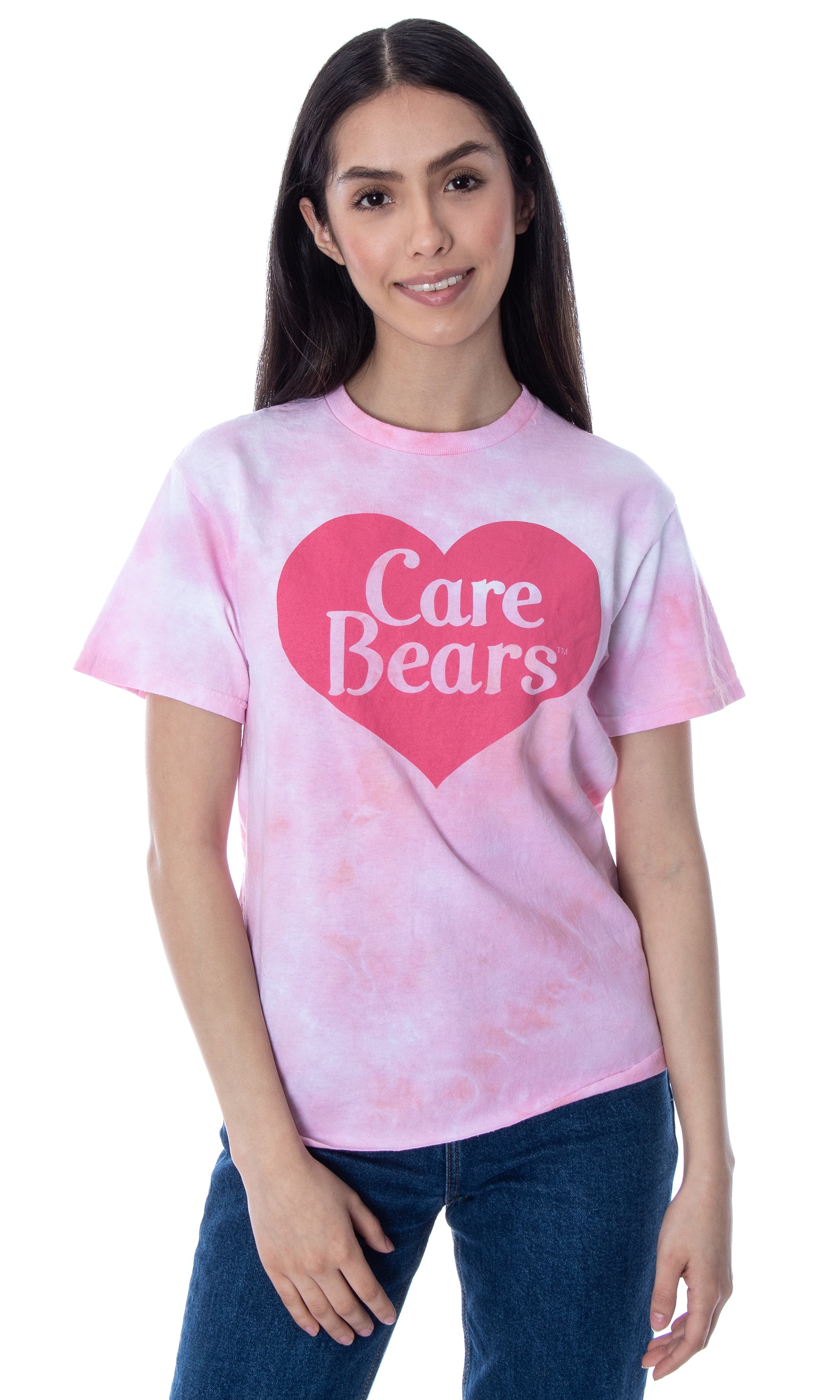 Care Bears Women's Classic Heart Symbol Tie-Dye Skimmer Raw Edge Crop ...