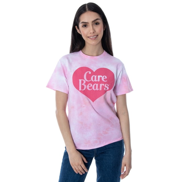 Care Bears Women's Classic Heart Symbol Tie-Dye Skimmer Raw Edge Crop ...