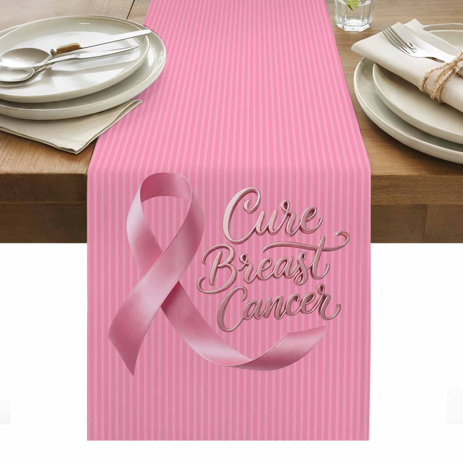 Care Breast Cancer Table Runner 13 x 60 Inch, Pink Ribbons Caring ...