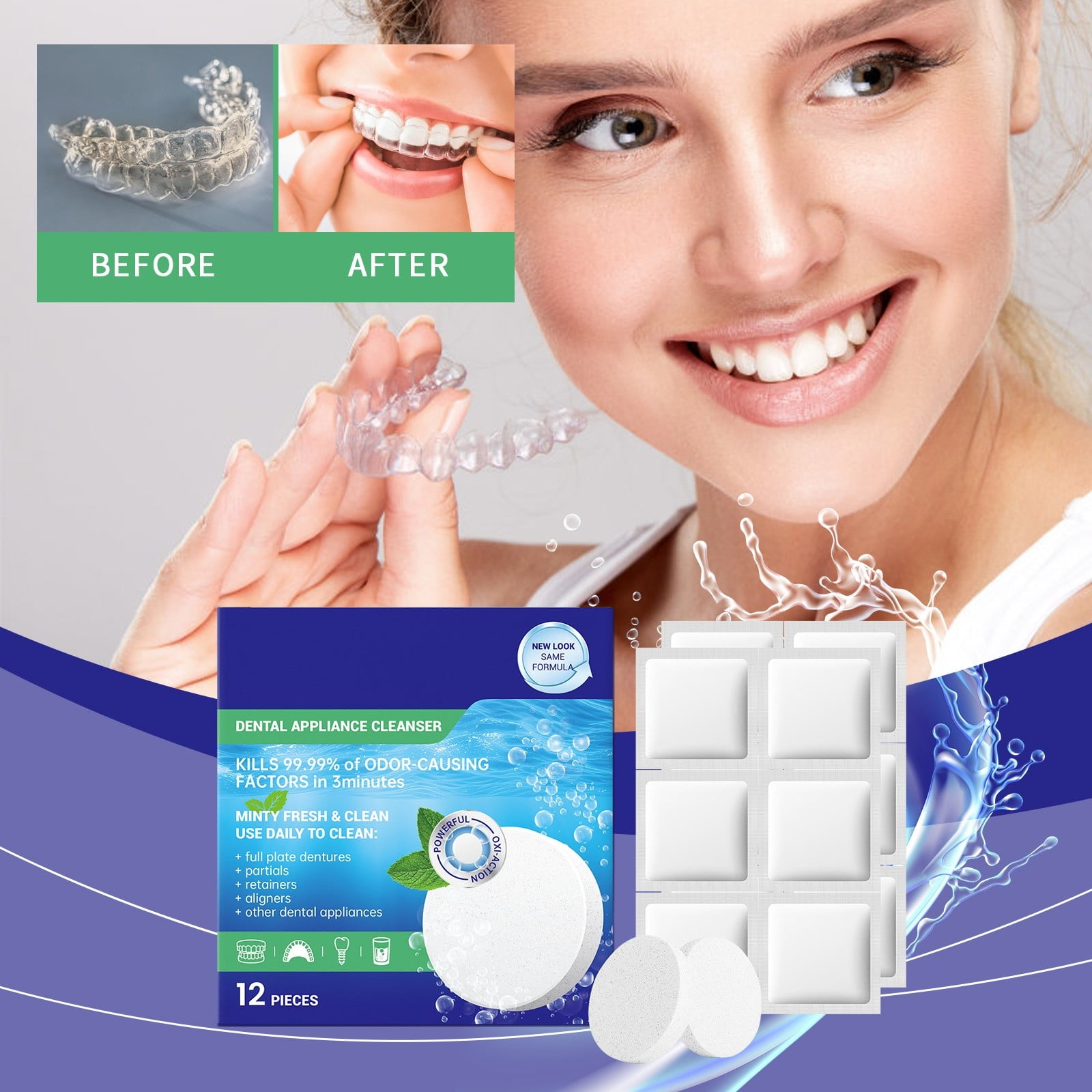 Care Fresh Breath Teeth Stain Braces Denture Cleansing Tablets Care ...