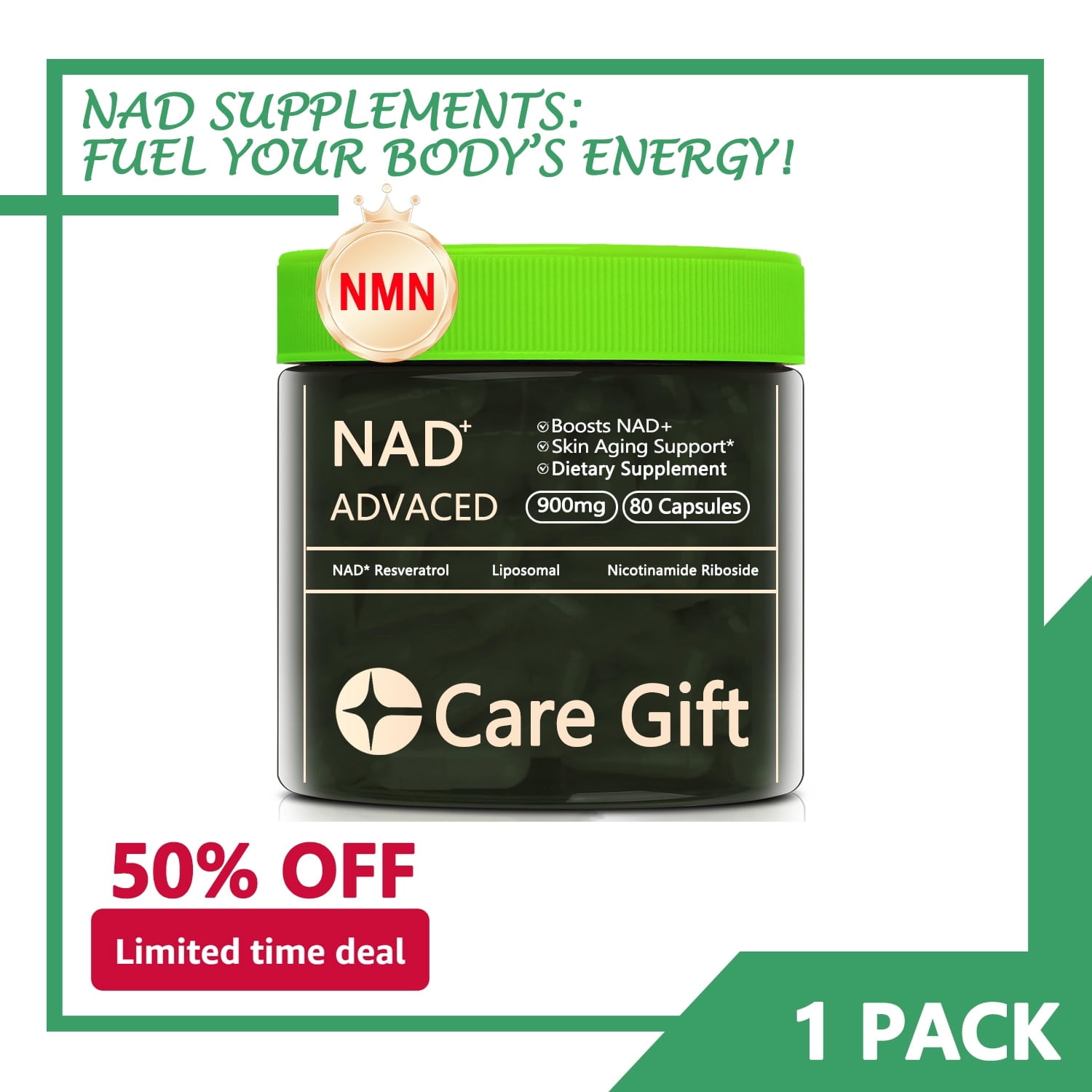 Care Gift NAD Nicotinamide Riboside Resveratrol, Liposomal NAD ...