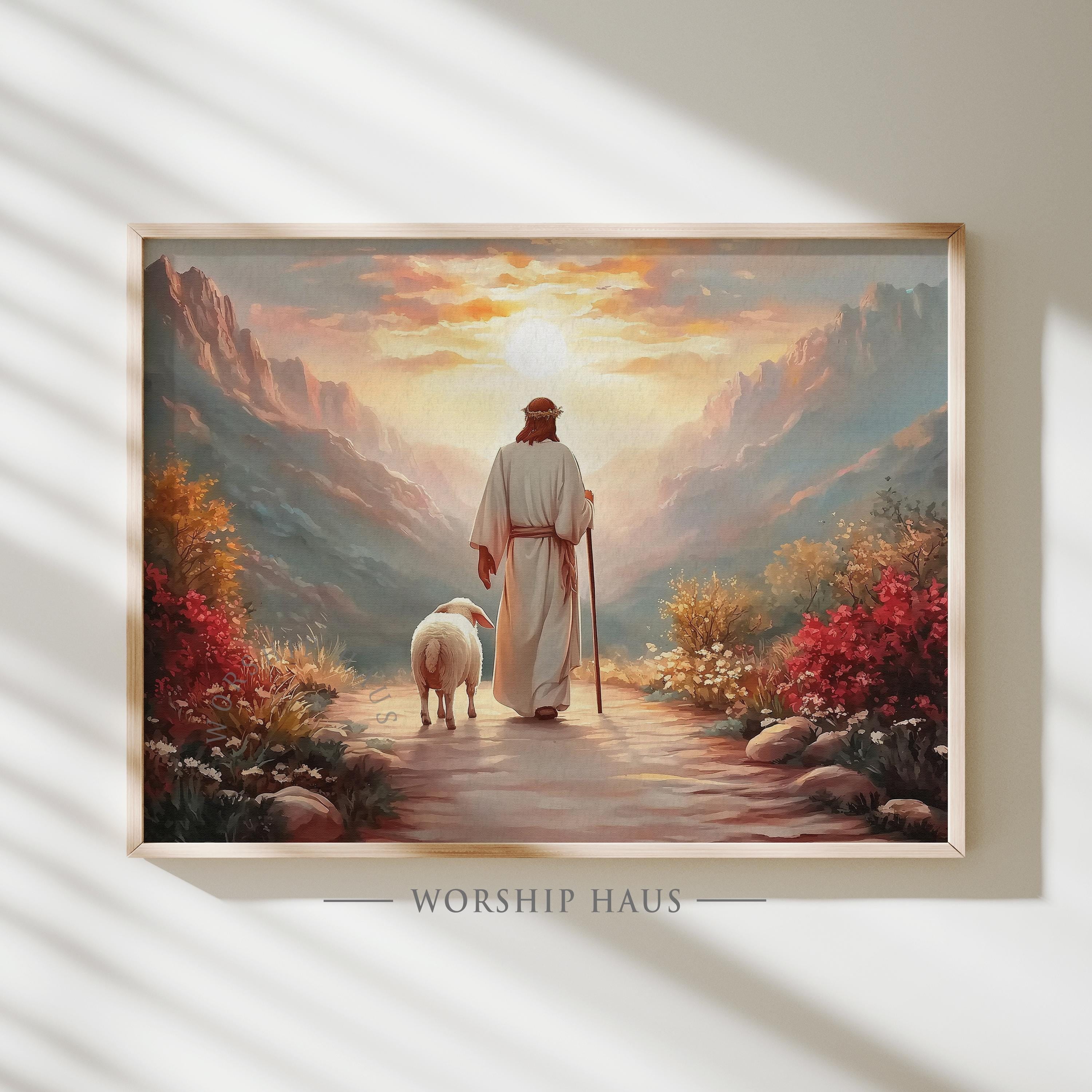 In The Care Of The Good Shepherd Christian Wall Art Jesus And Lamb ...