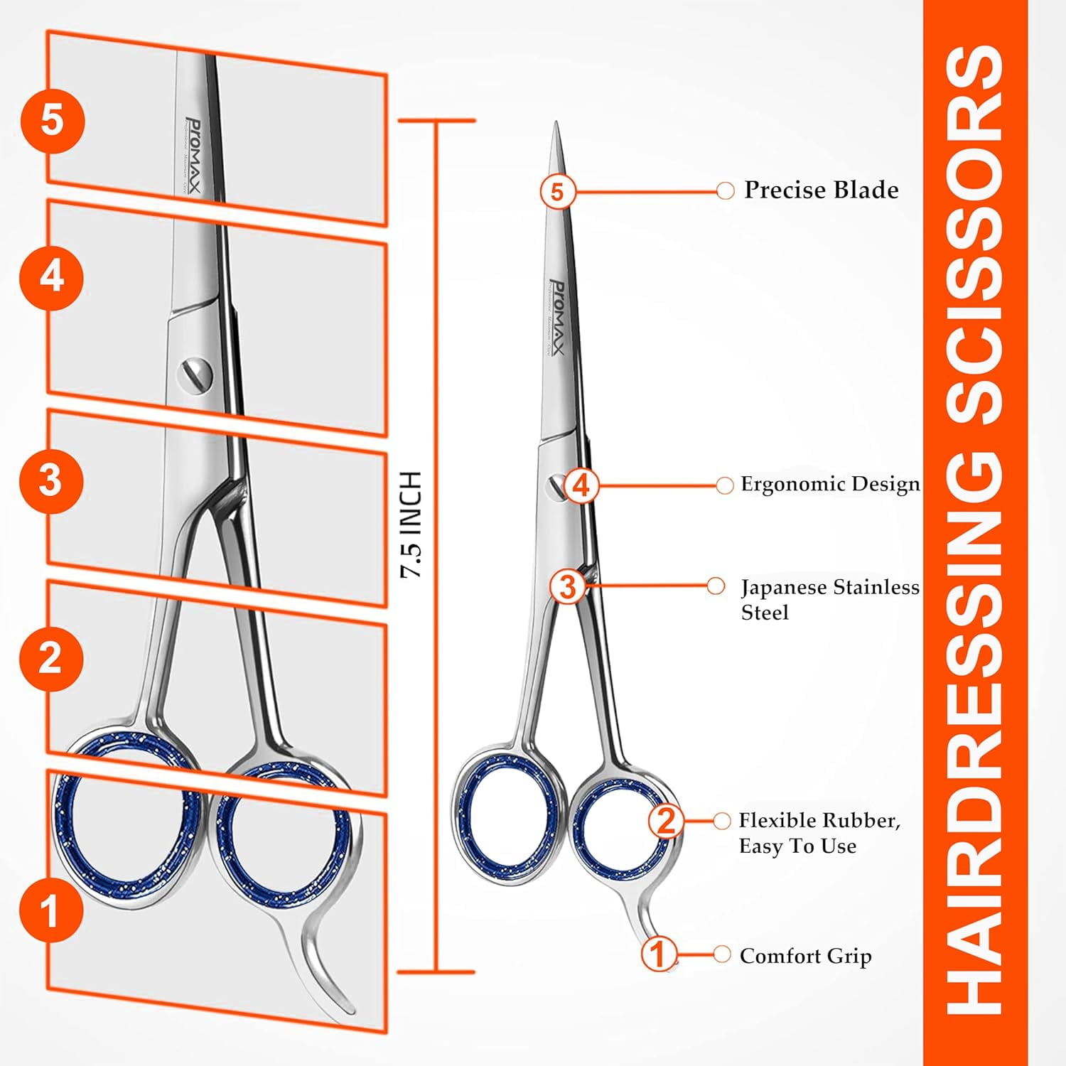 Care Hair Cutting and Hairdressing Scissors 7.5 Inch, Stainless Steel ...