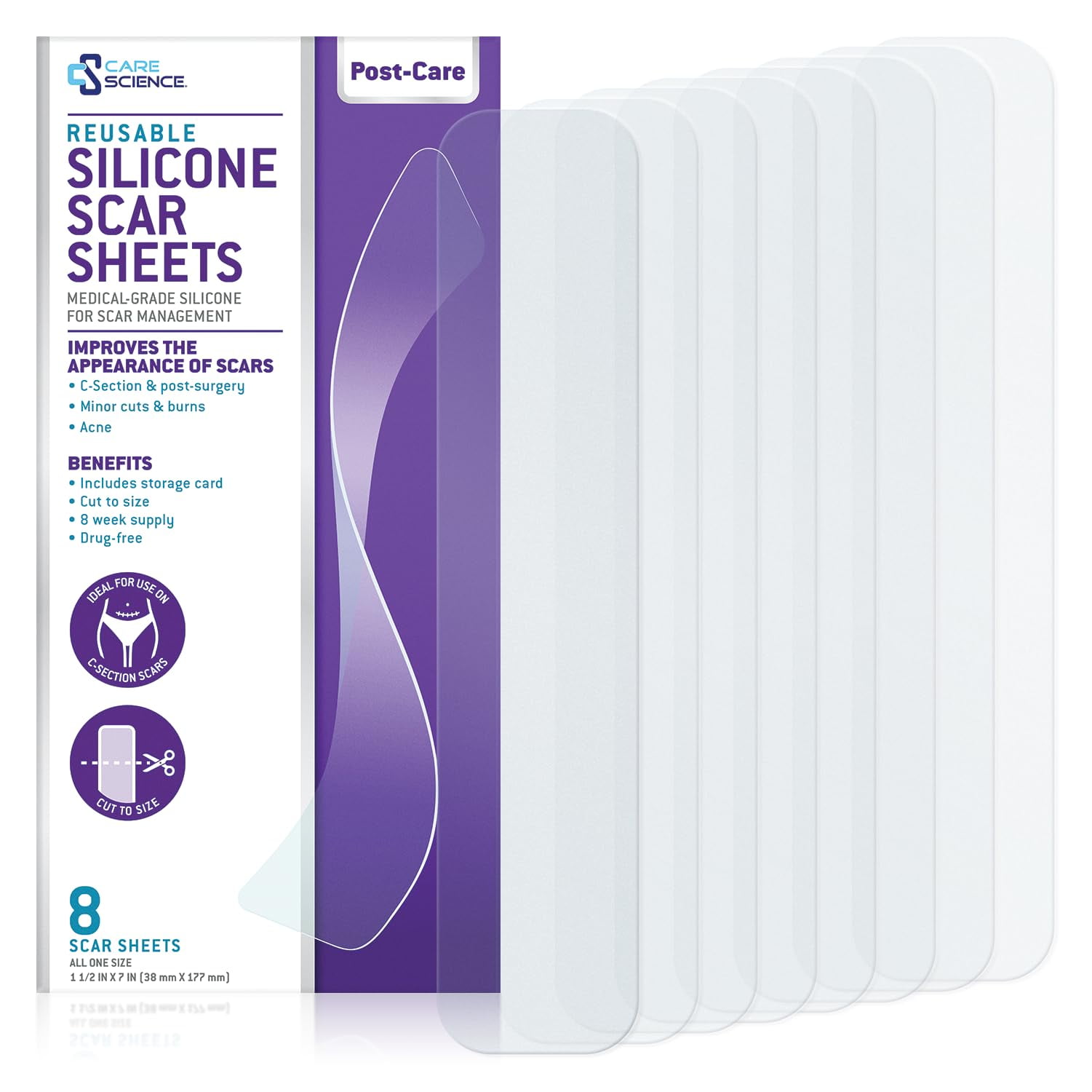 Care Science C Section SBF3 Recovery Silicone Scar Sheets 1.5in x 7in ...