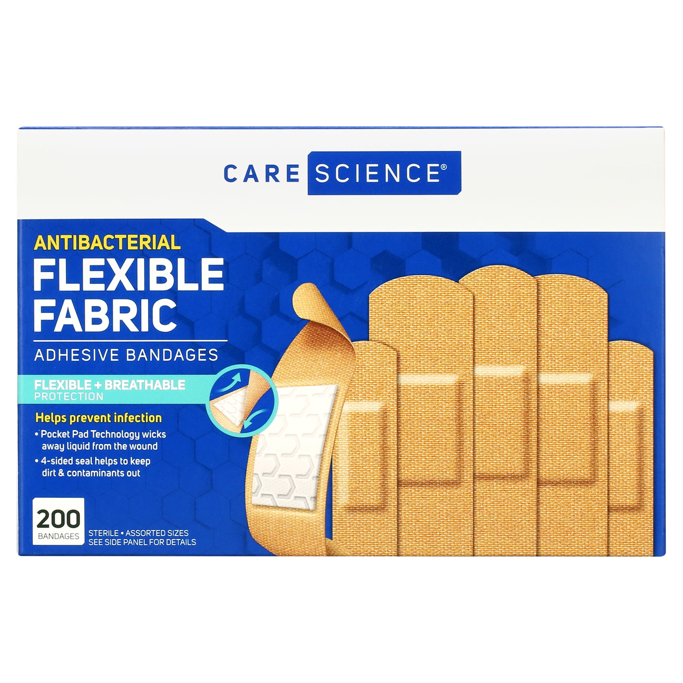 Care Science Super Sticky & Flexible Fabric Adhesive Bandages, 200 ...