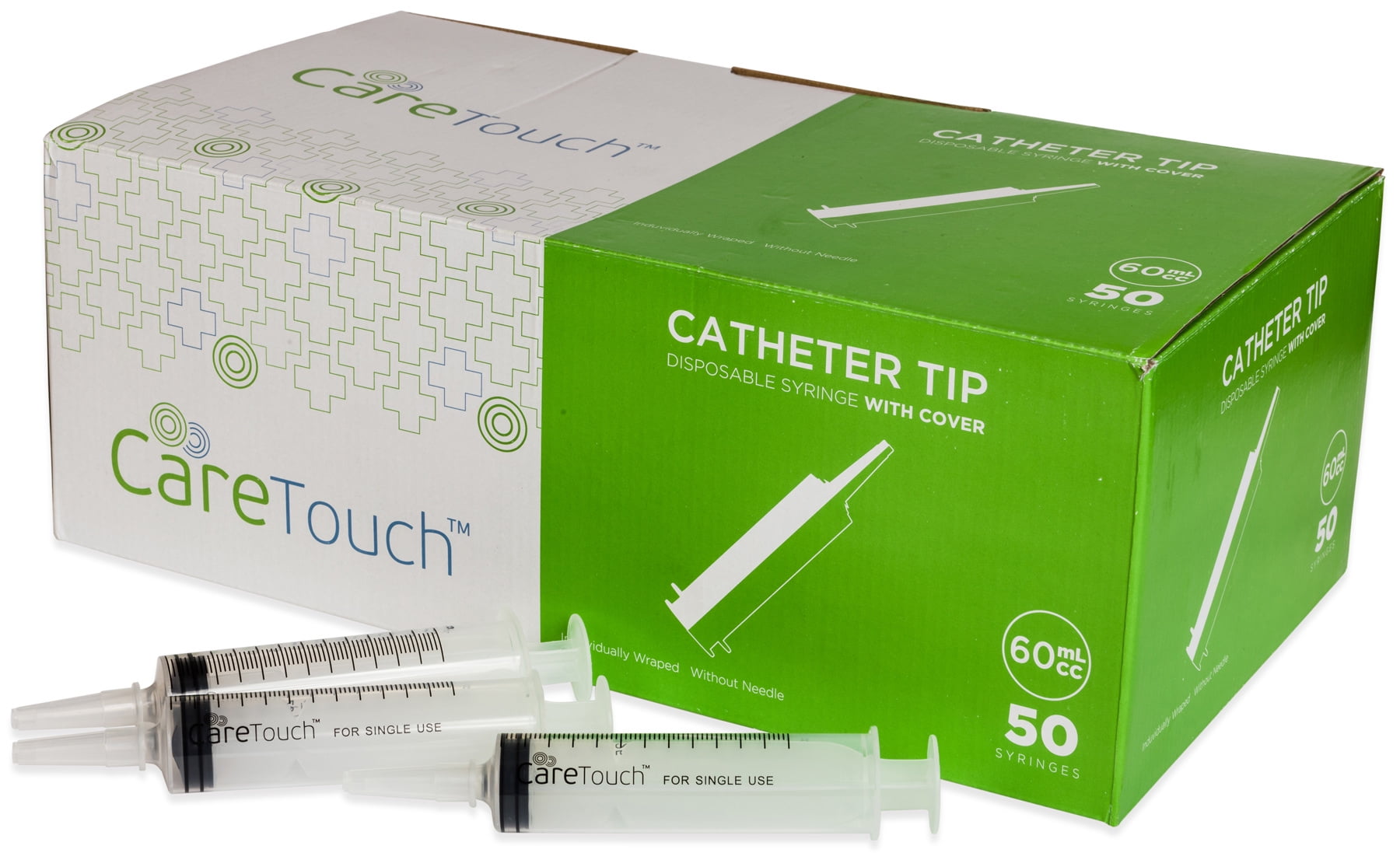 Care Touch Catheter Tip Syringe with Cover, 60 ml - 50 Sterile Syringes ...
