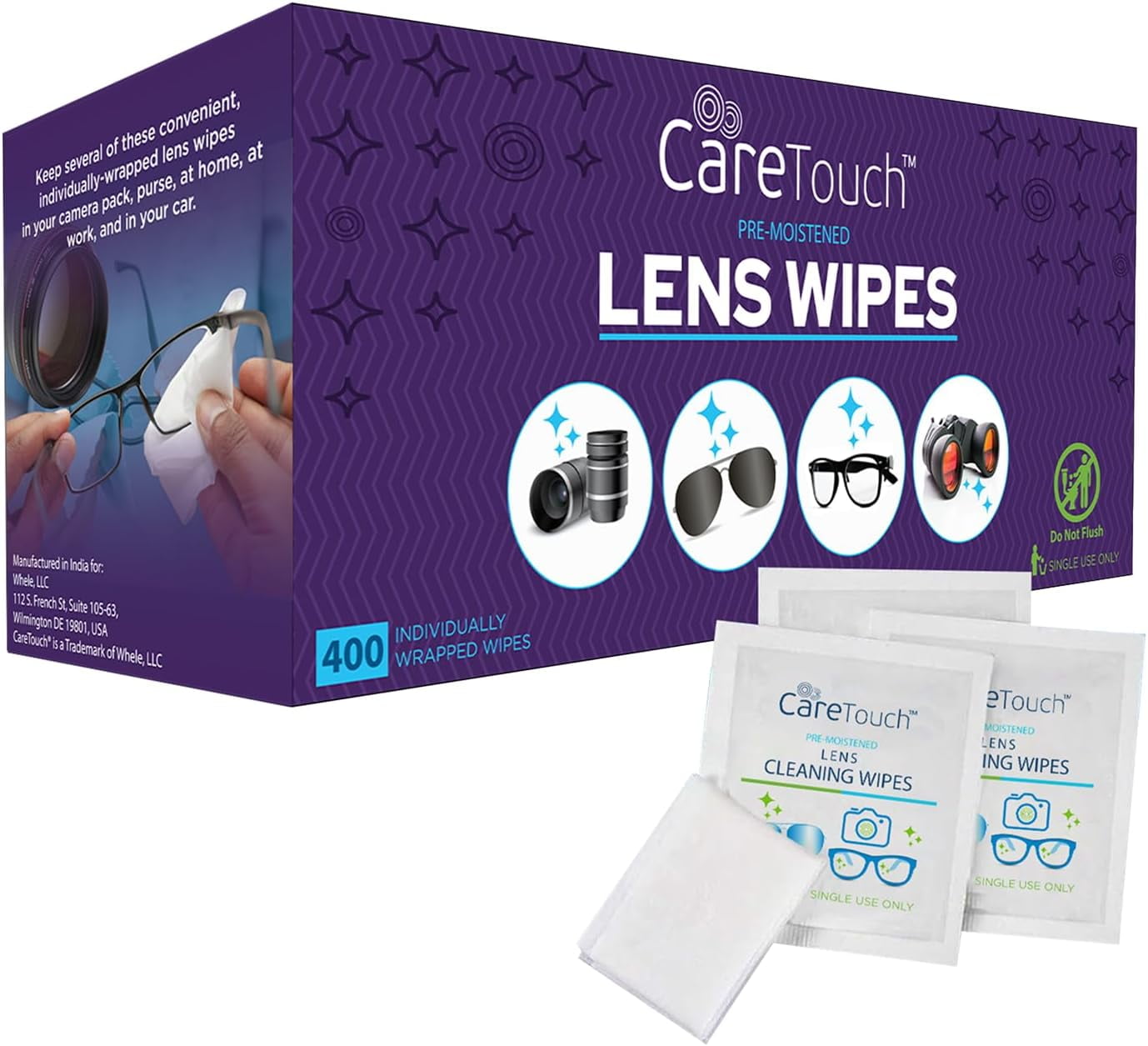 Care Touch Lens Wipes for Eyeglasses - 400 Count Individually Wrapped ...