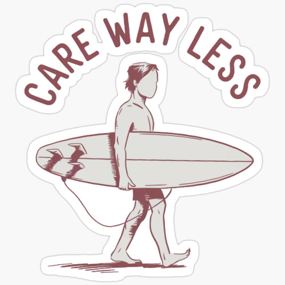 Care Way Less Surfner Minimalist Design Stickerphone Decal Water Bottle ...