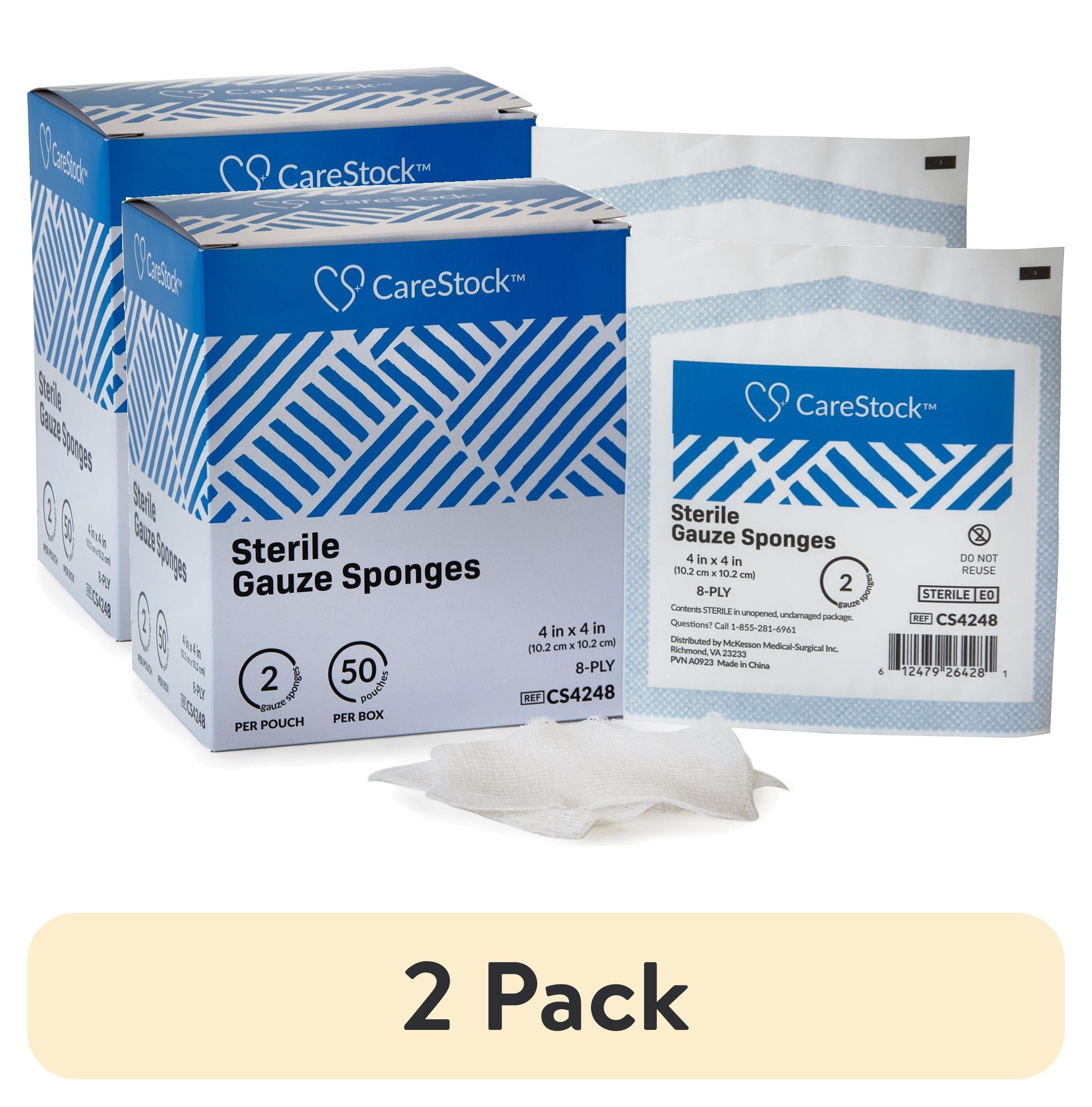 (2 pack) CareStock Gauze Sponge - Highly Absorbent, Medical-Grade ...