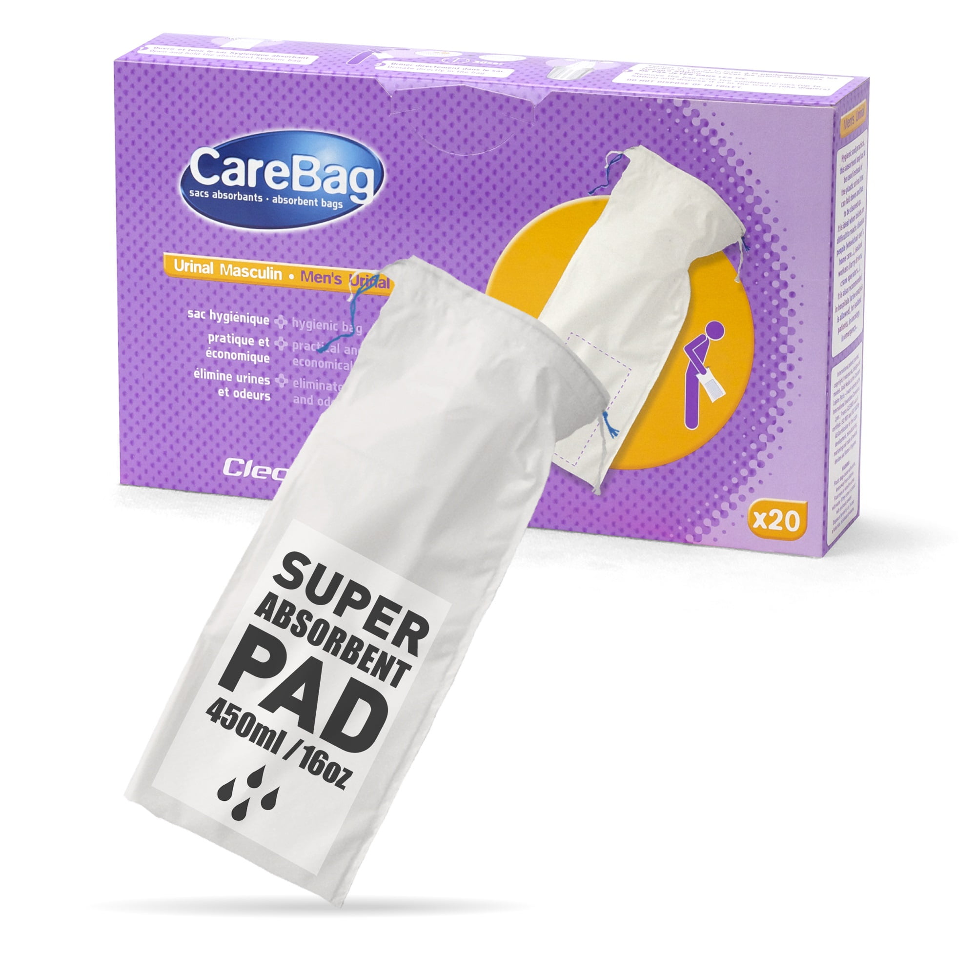 CareBag Men's Urinal Absorbent Bags, 20 count HSA/FSA Eligible ...