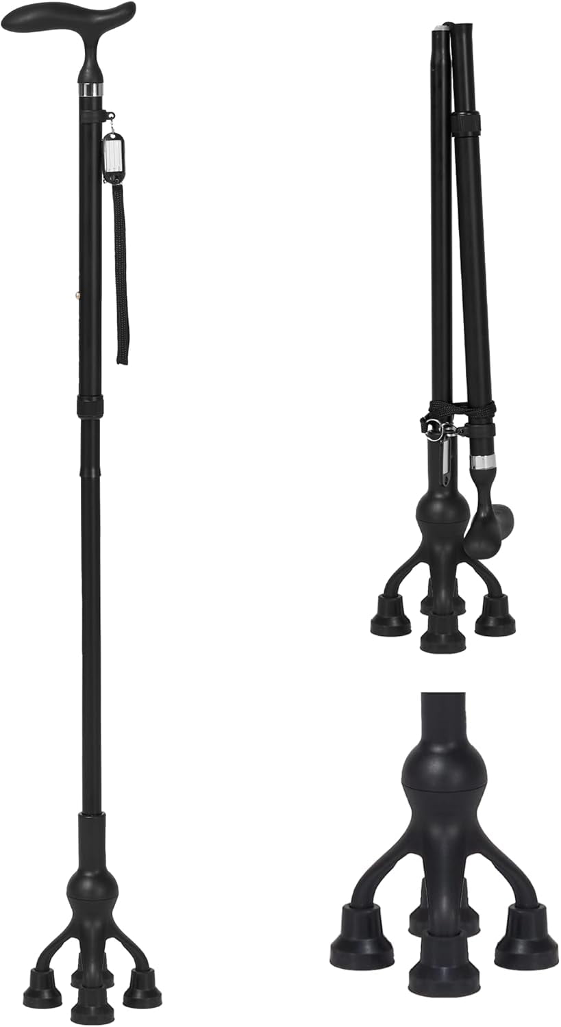 Careboda Foldable Walking Cane, Walking Cane with Adjustable Height ...