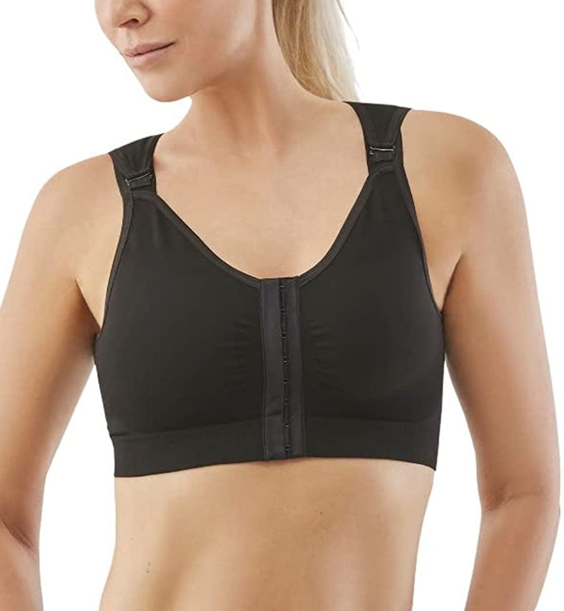 Carefix Bree Post-Op Wire Free Front Close Recovery Bra (3831),Large,Black - Walmart.com