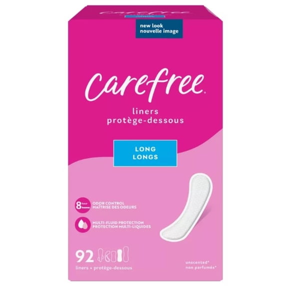 Carefree Acti-Fresh Body Shape Long Pantiliners Unscented (Pack of 8 ...