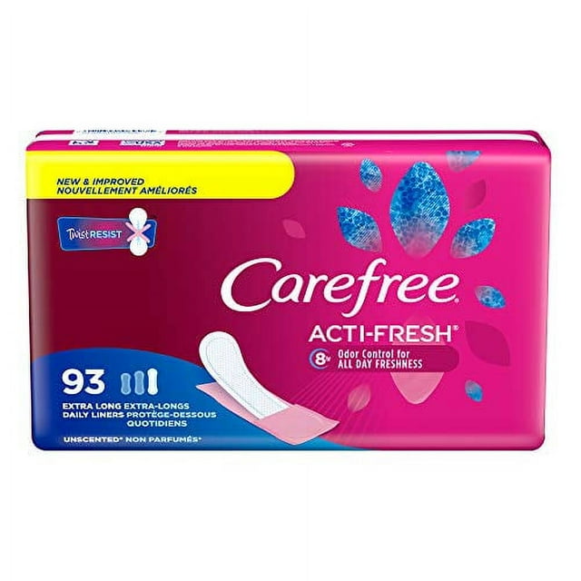 Carefree Acti-Fresh Body Shape Daily Panty Liners, Extra Long Unscented ...