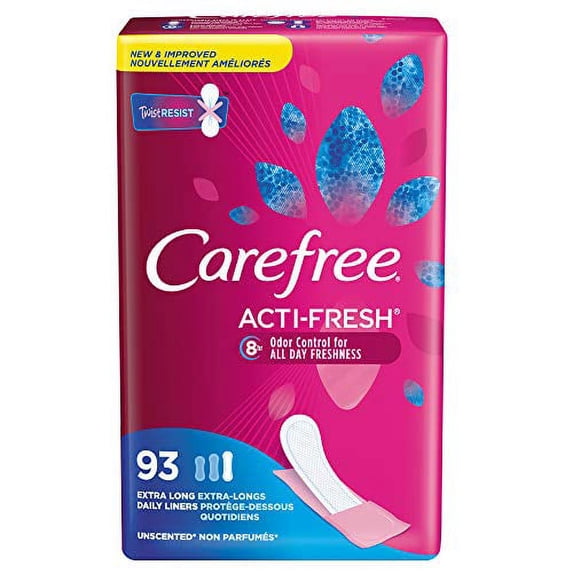 Carefree Acti-Fresh Pantiliners, Extra Long, Unscented, 93 Count, Twist ...