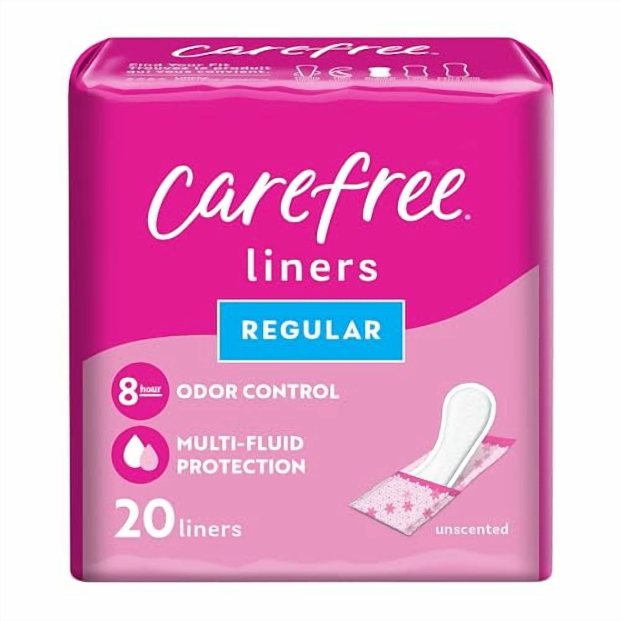 Carefree Acti-Fresh Body Shape Regular Pantiliners, Unscented, 20 Ea, 6 ...