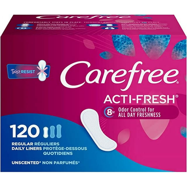 Carefree Acti-Fresh Panty Liners, Soft and Flexible Feminine Care Protection, Regular, 120 Count ...