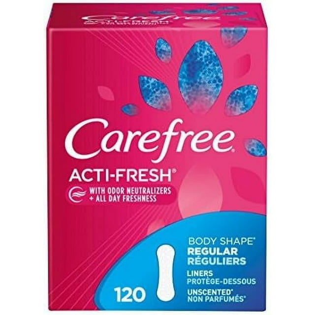 Carefree Acti-Fresh Panty Liners, Soft and Flexible Feminine Care Protection, Regular, 120 Count ...