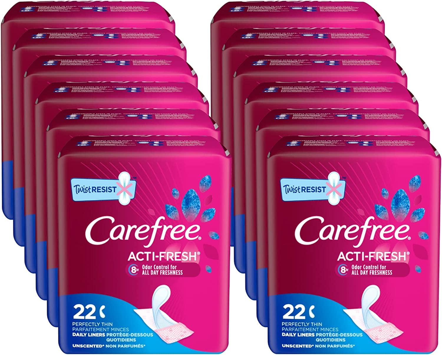 Carefree Acti-Fresh Panty Liners, Thin to Go, Unscented, 22 Count (Pack ...