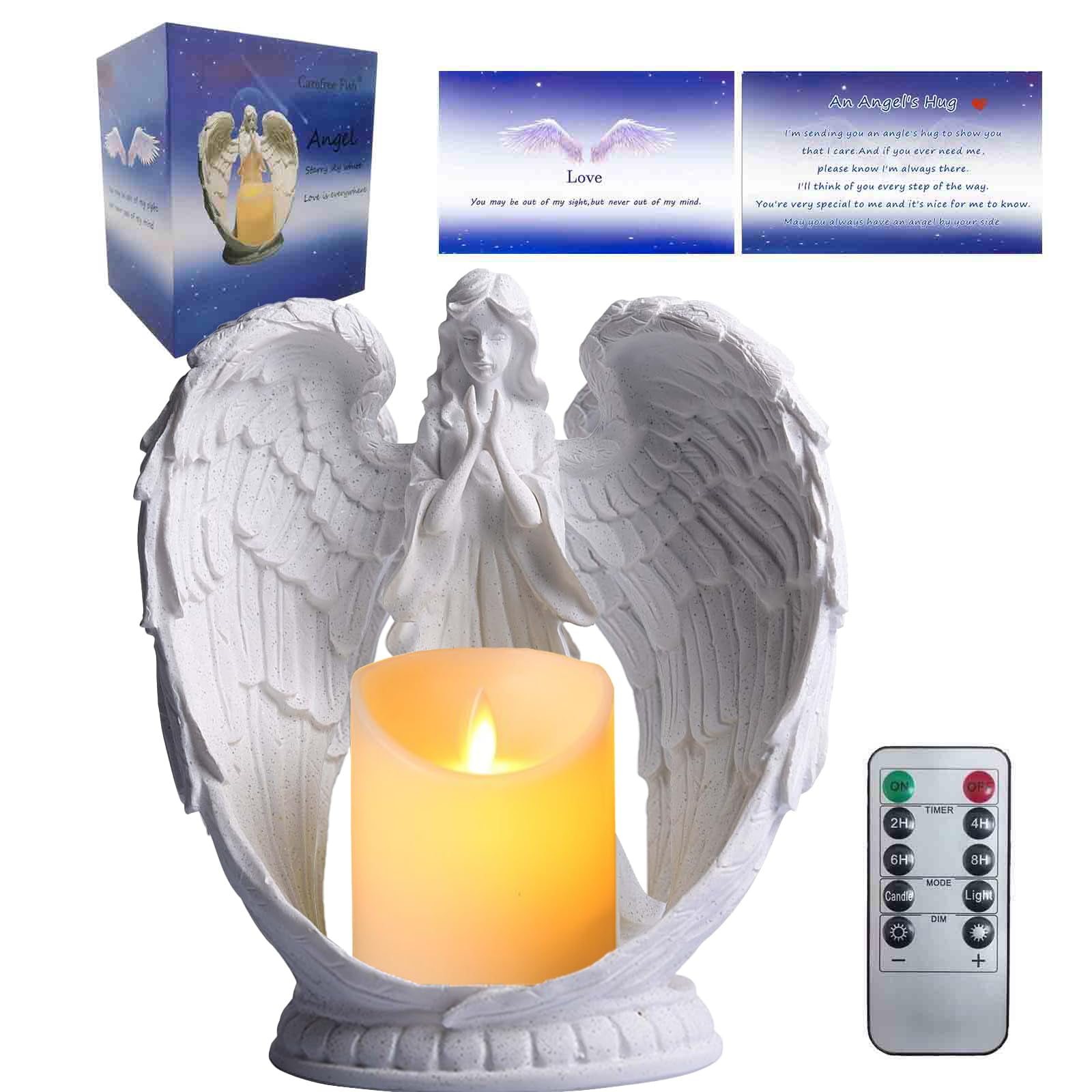Carefree Fish Starry Sky White Angel Wing Praying Sandstone Statue ...